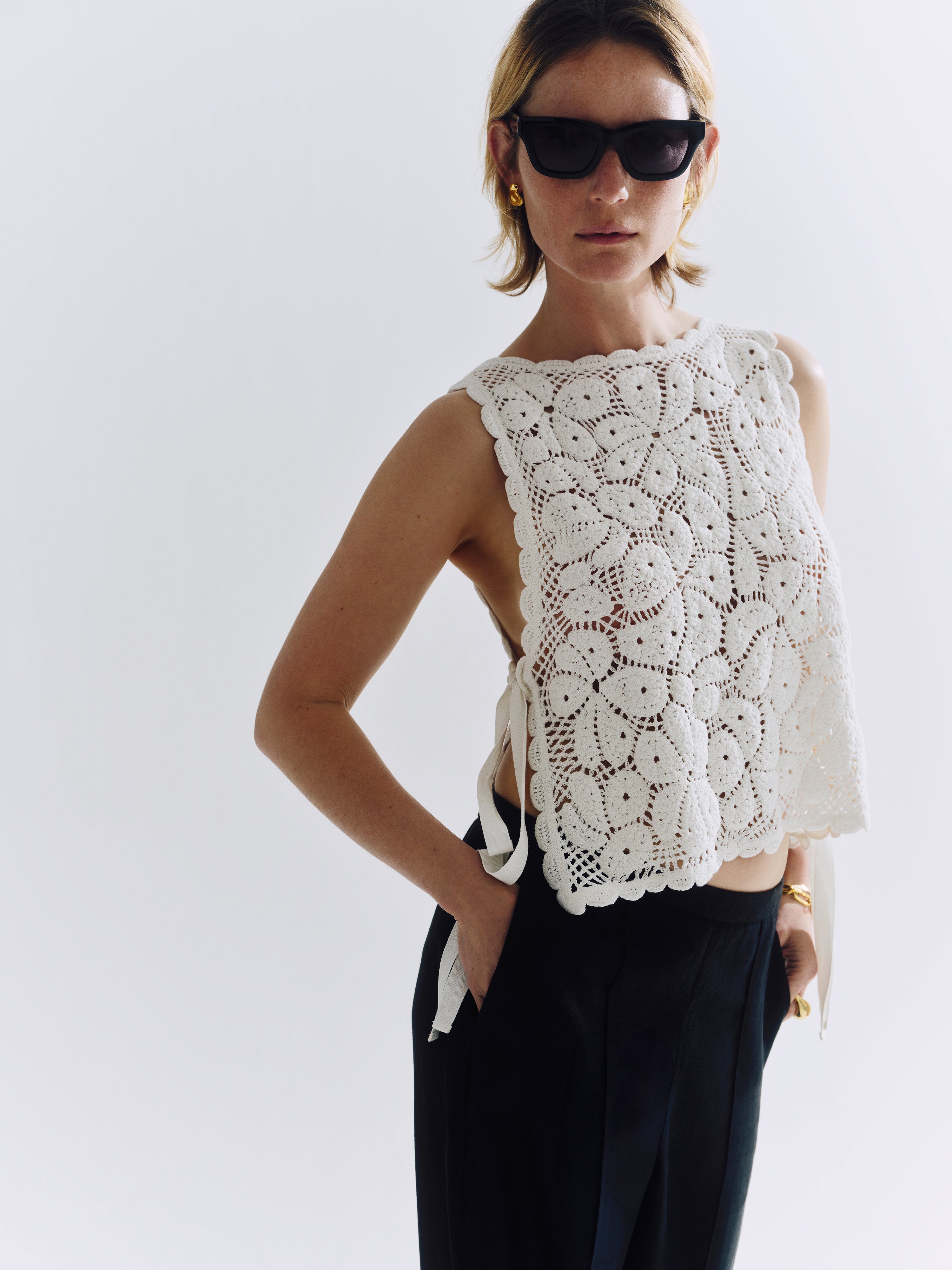 Crochet Embroidered Tank | Ivory – Jigsaw