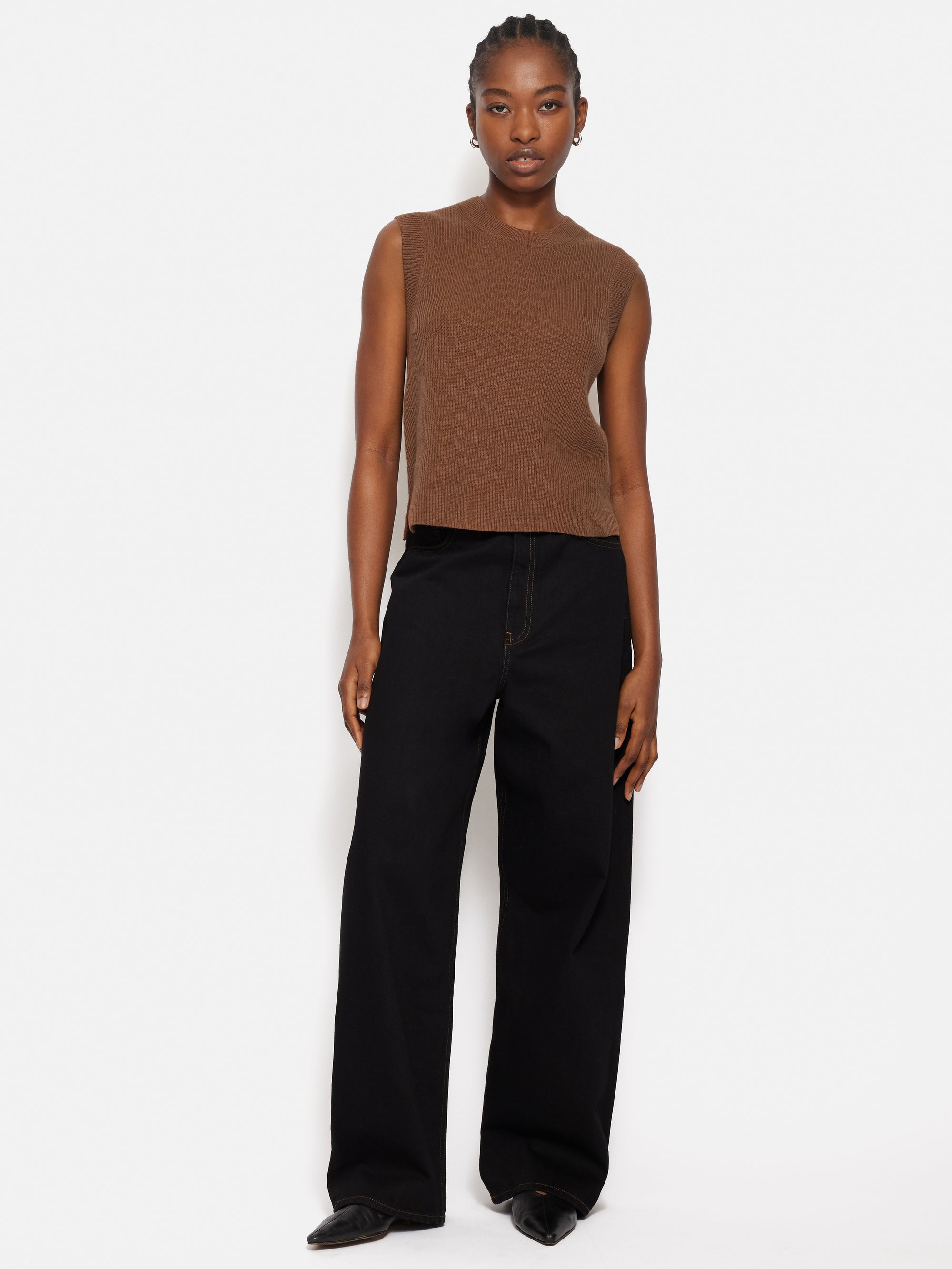 Cotton Blend Crew Tank | Toffee – Jigsaw