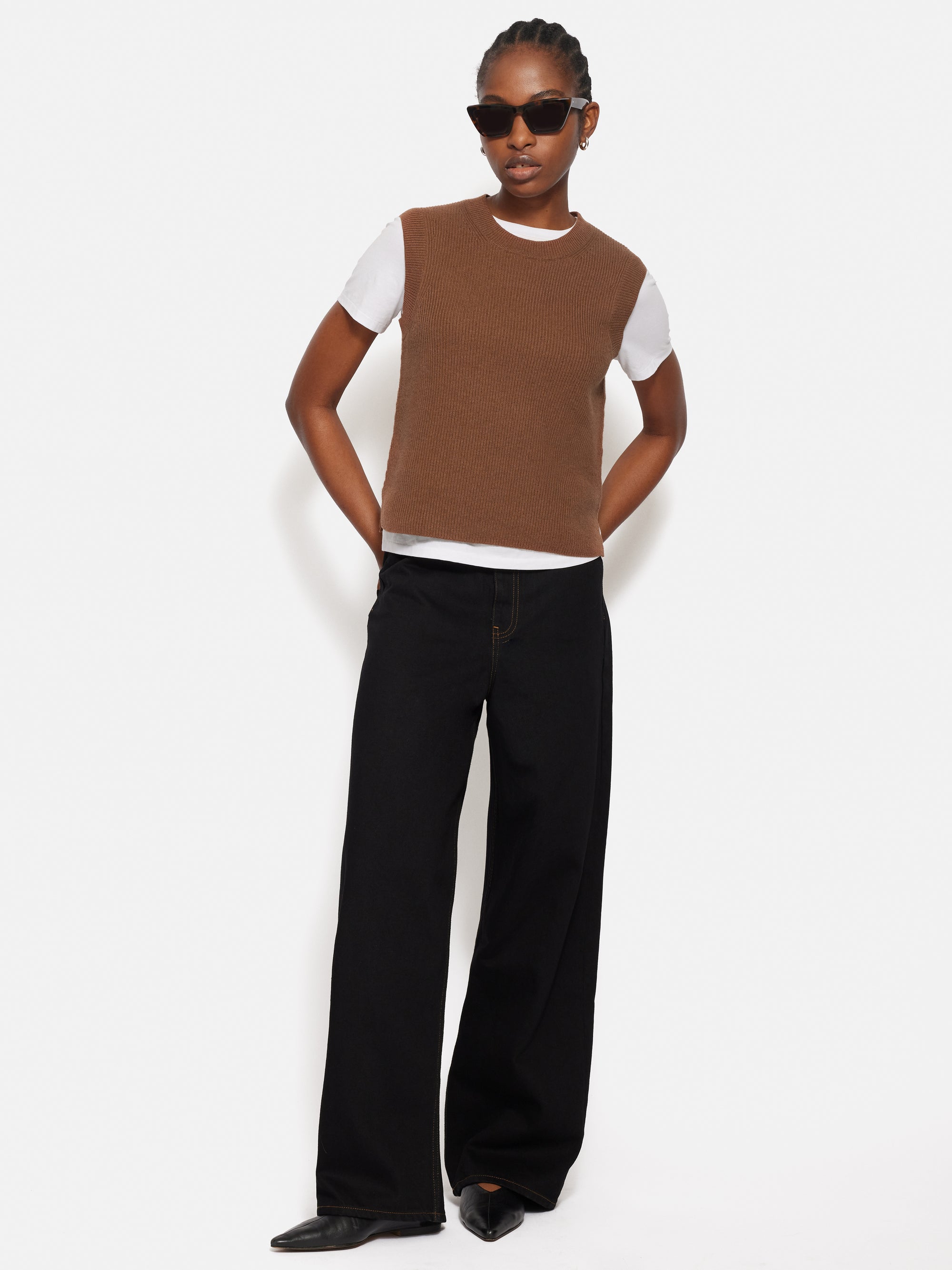 Cotton Blend Crew Tank | Toffee – Jigsaw