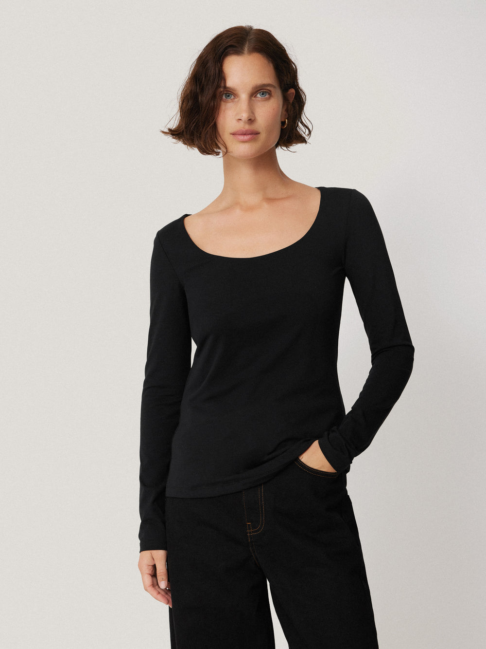 Double Front Ballet Neck Top | Black – Jigsaw