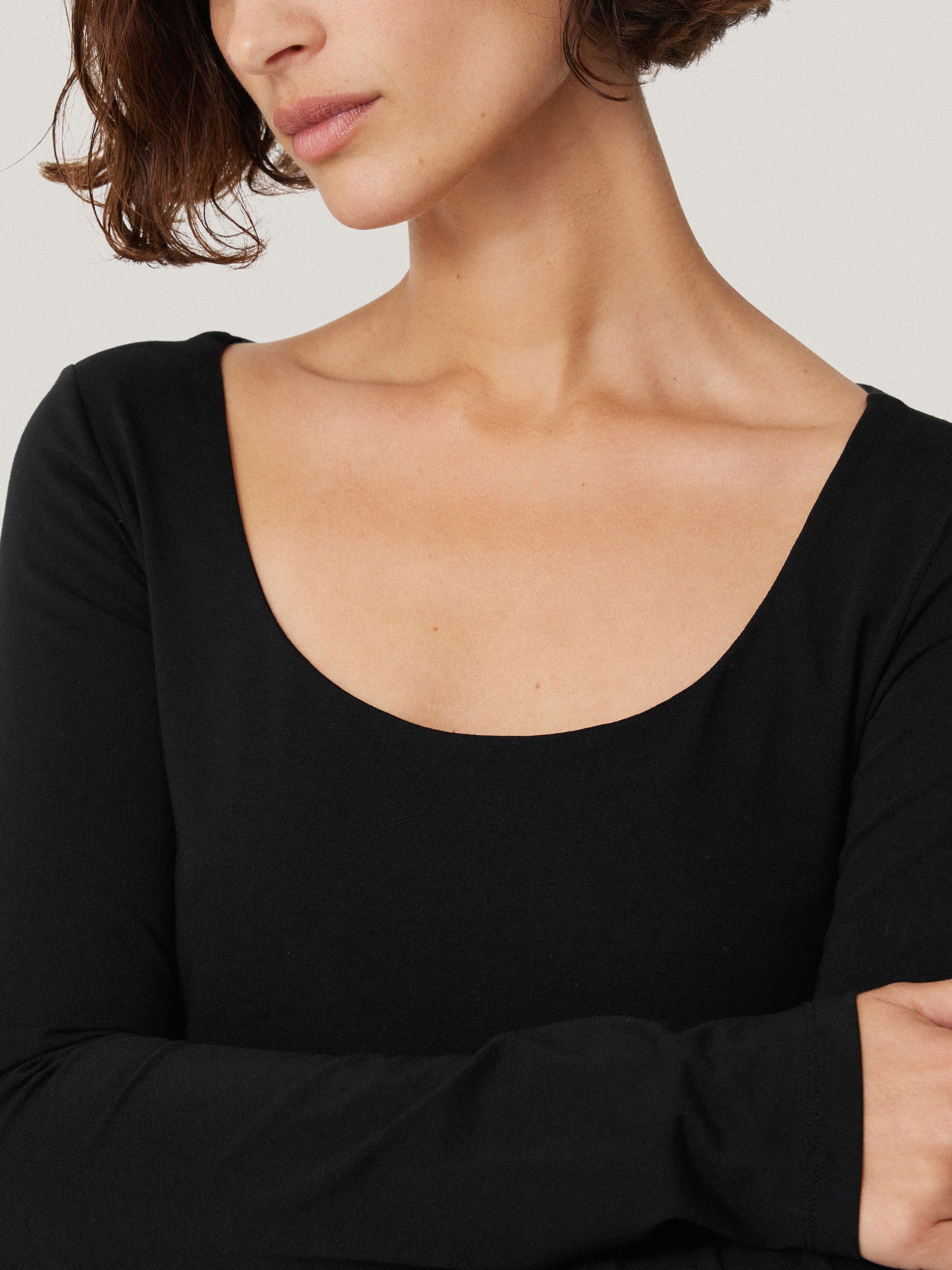 Double Front Ballet Neck Top | Black – Jigsaw