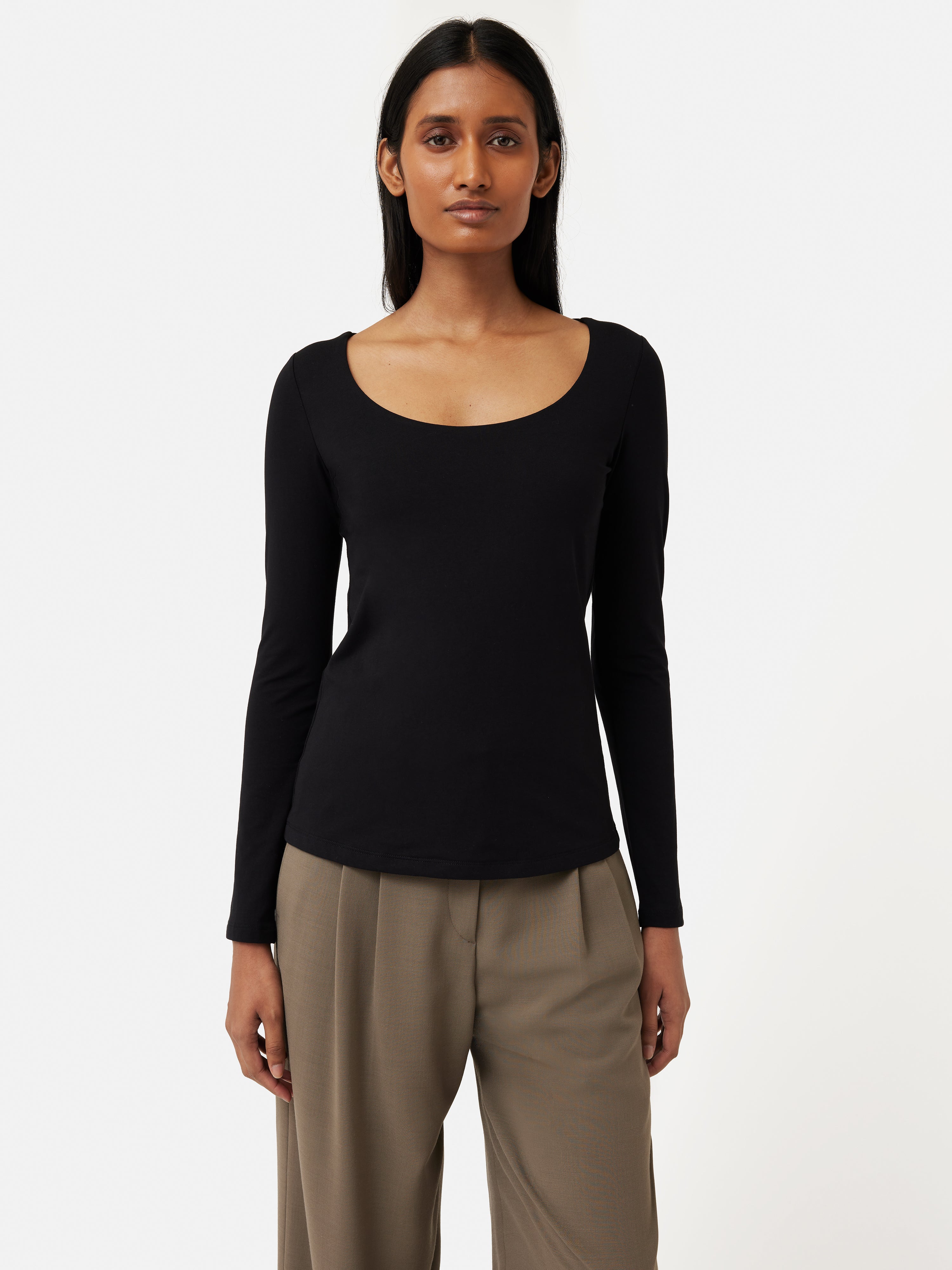 Double Front Ballet Neck Top | Black – Jigsaw