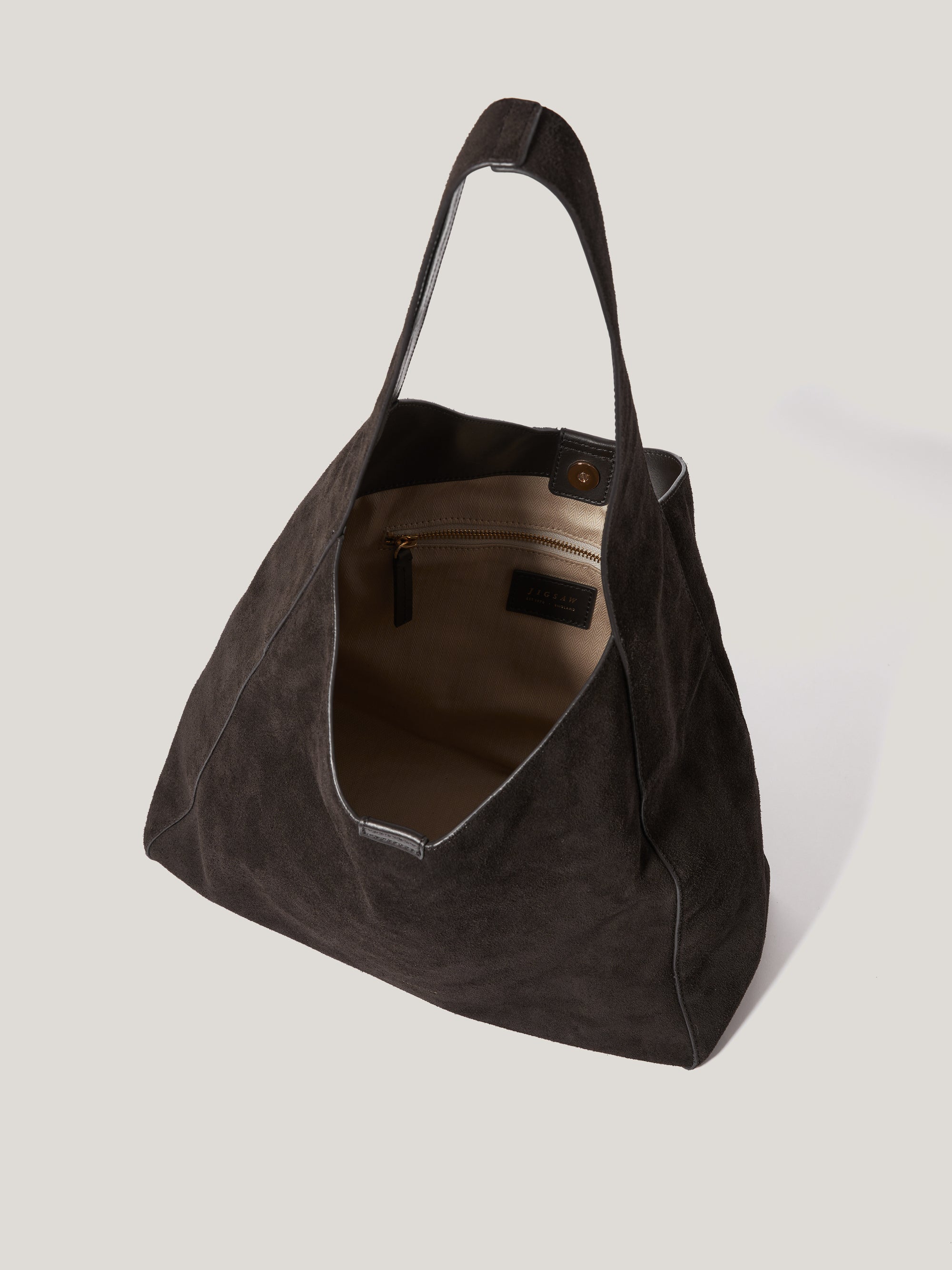 Heckfield Suede Tote | Chocolate – Jigsaw