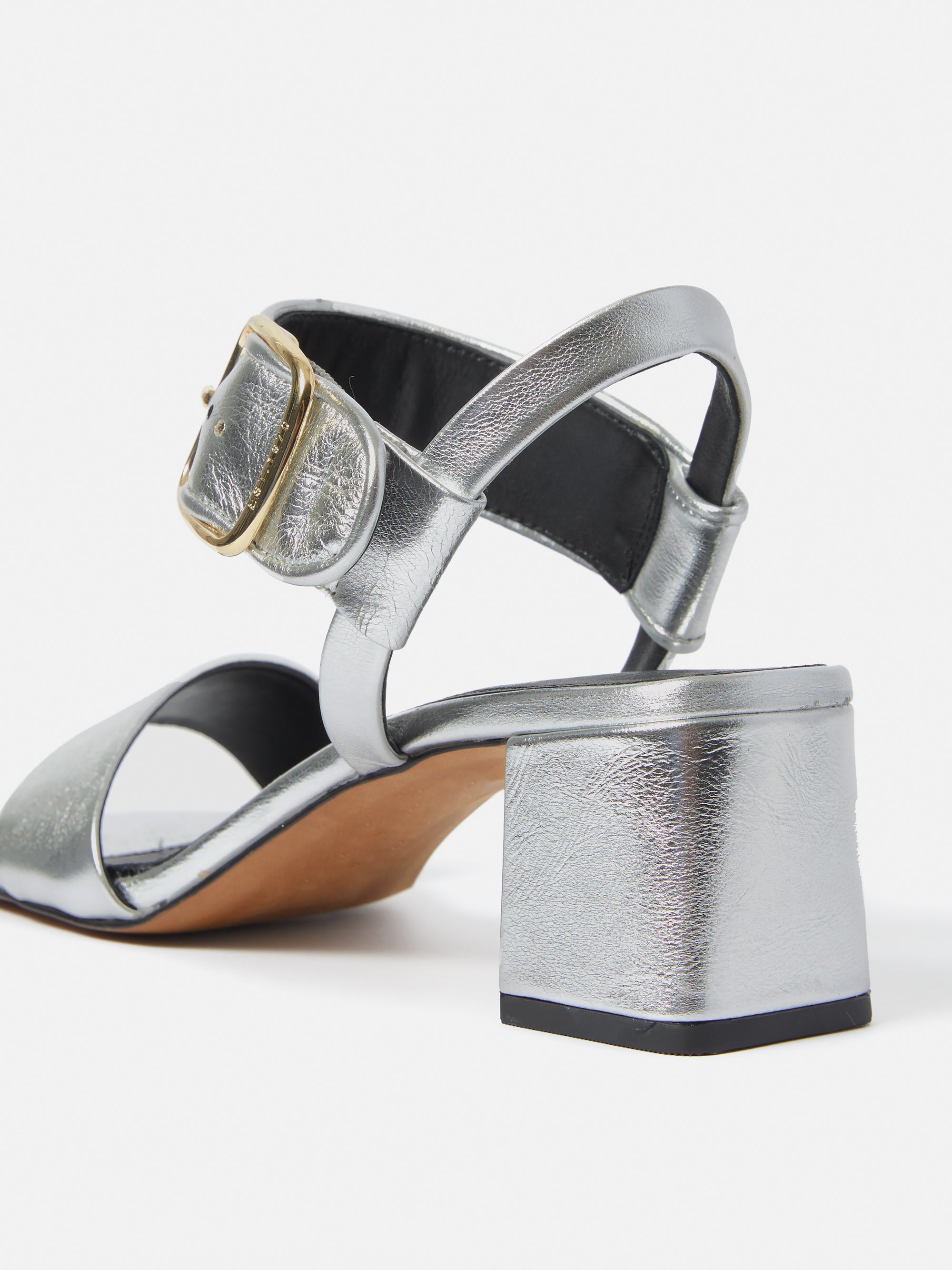 Maybell Metallic Heeled Sandal | Silver – Jigsaw