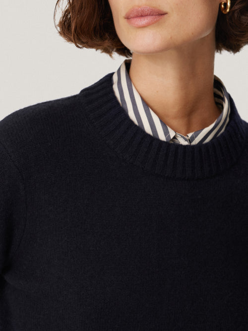 Compact Wool Cashmere Blend Jumper | Navy – Jigsaw