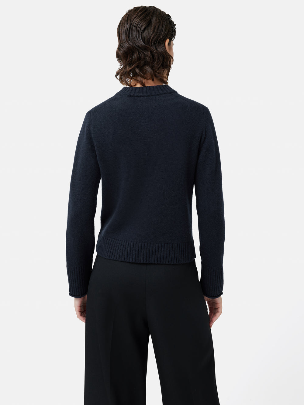 Compact Wool Cashmere Blend Jumper | Navy – Jigsaw
