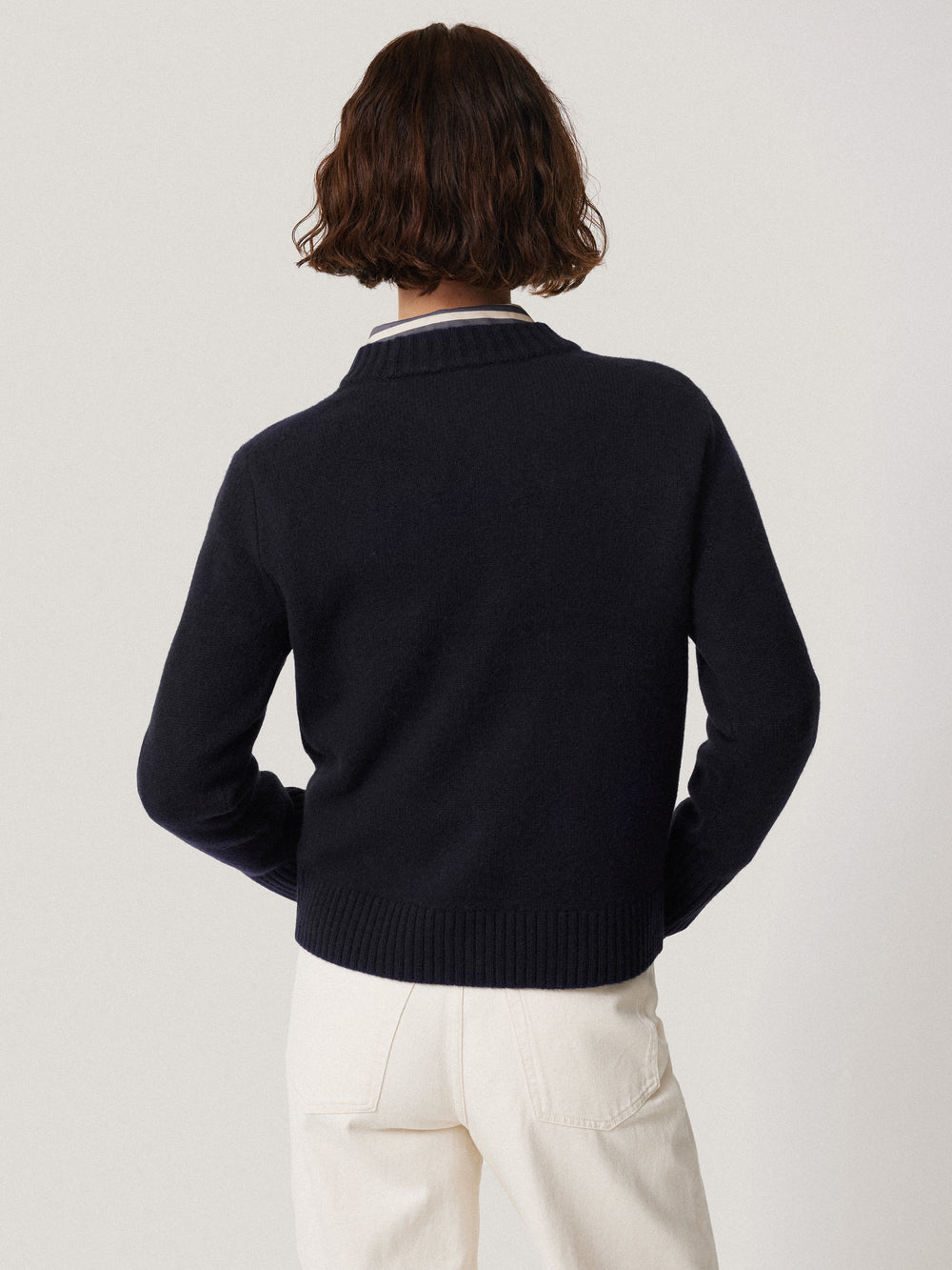 Compact Wool Cashmere Blend Jumper | Navy – Jigsaw