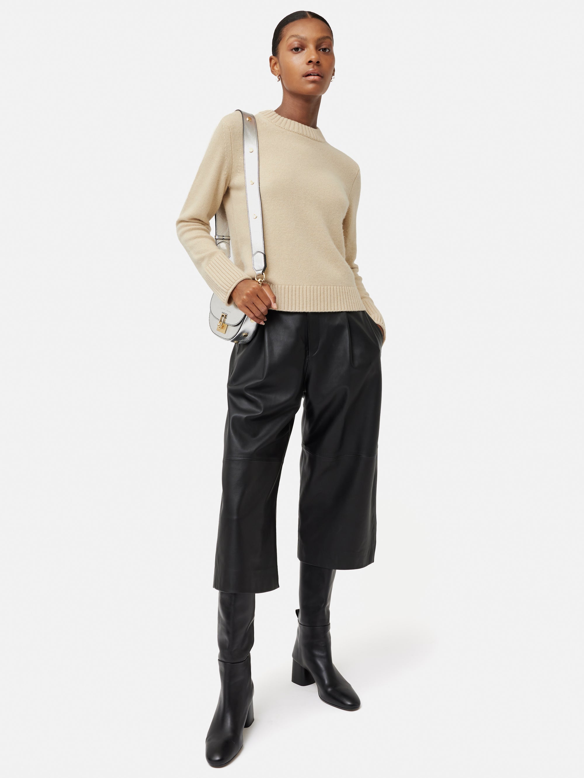 Compact Wool Cashmere Blend Jumper | Cream – Jigsaw