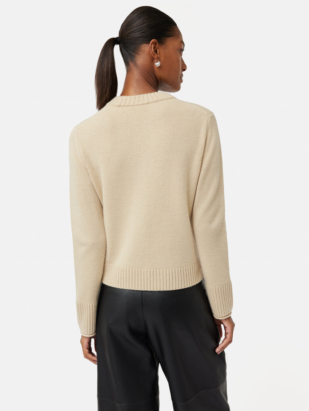 Compact Wool Cashmere Blend Jumper | Cream – Jigsaw