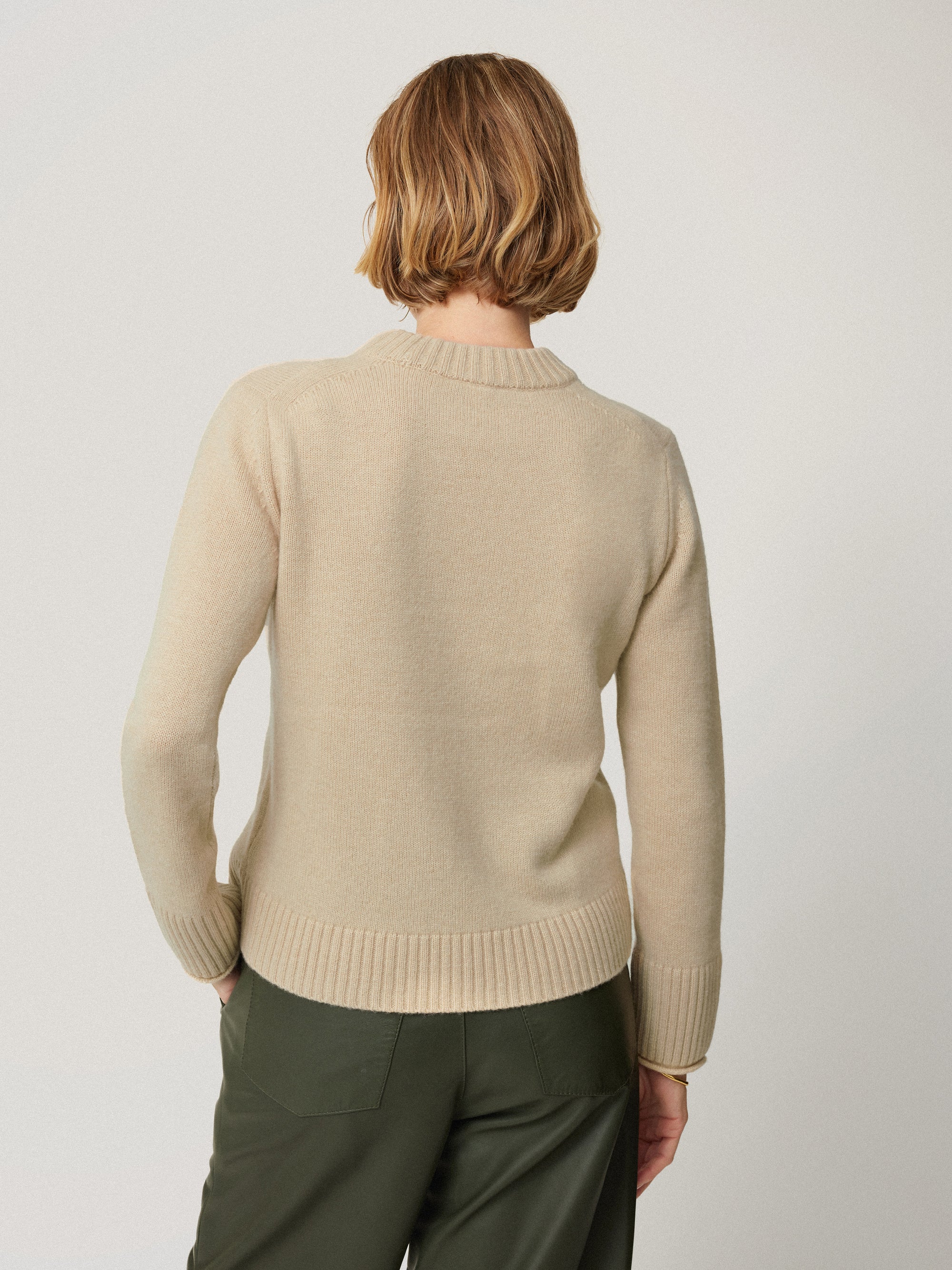 Compact Wool Cashmere Blend Jumper | Cream – Jigsaw