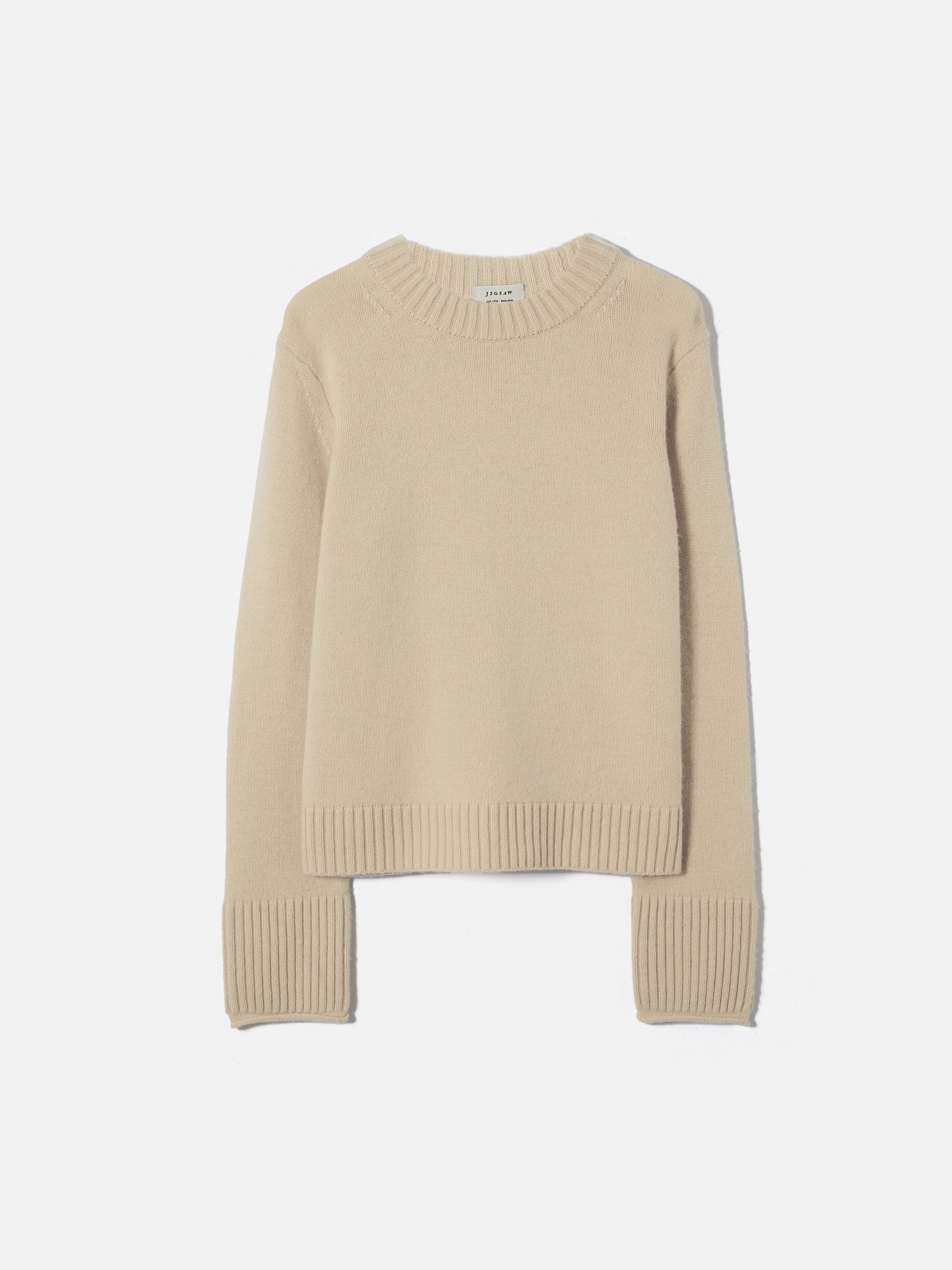Compact Wool Cashmere Blend Jumper | Cream – Jigsaw