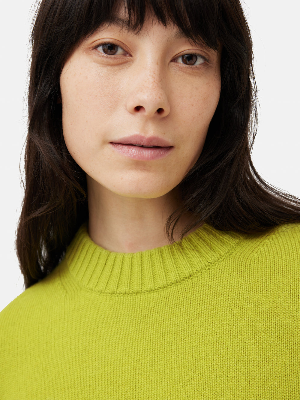 Compact Wool Cashmere Blend Jumper | Lime – Jigsaw