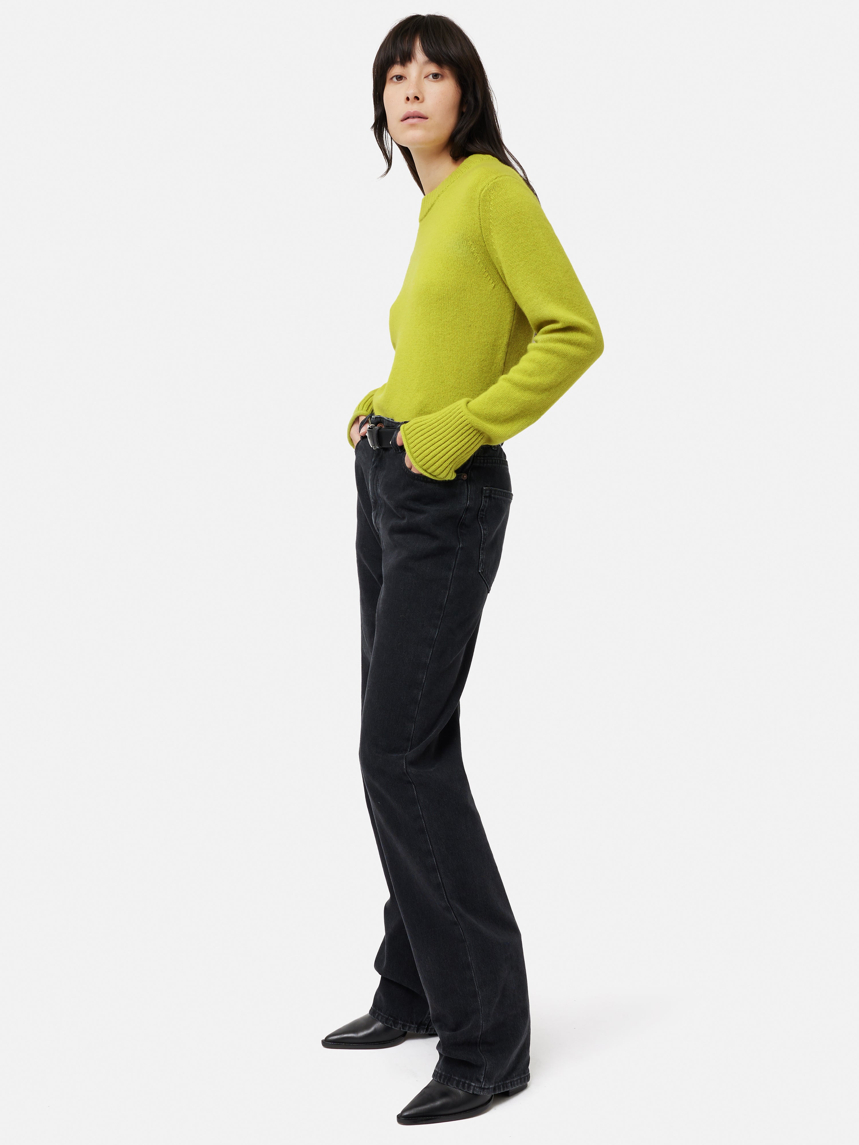 Compact Wool Cashmere Blend Jumper | Lime – Jigsaw