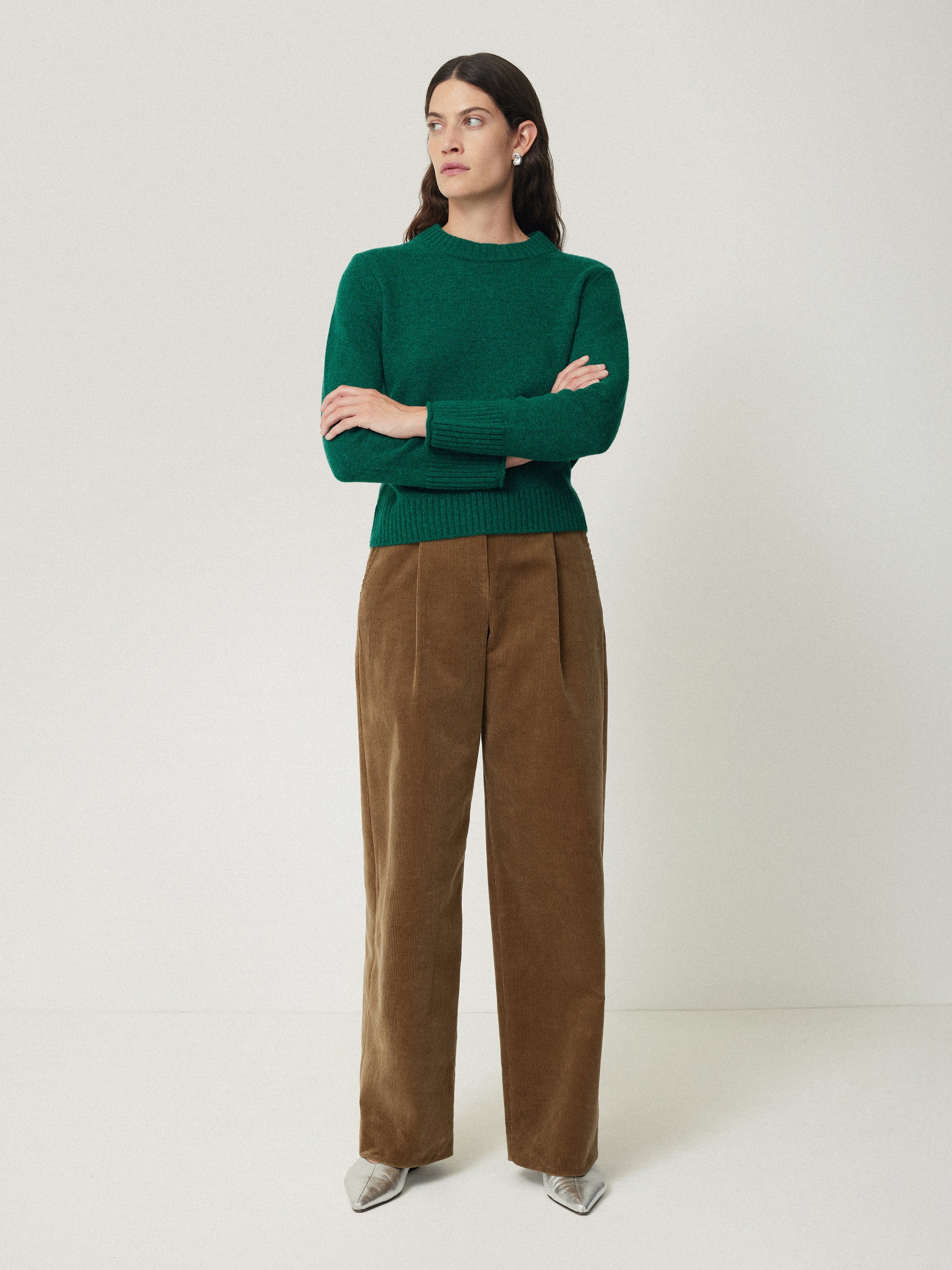 Compact Wool Cashmere Blend Jumper | Sherwood Green – Jigsaw