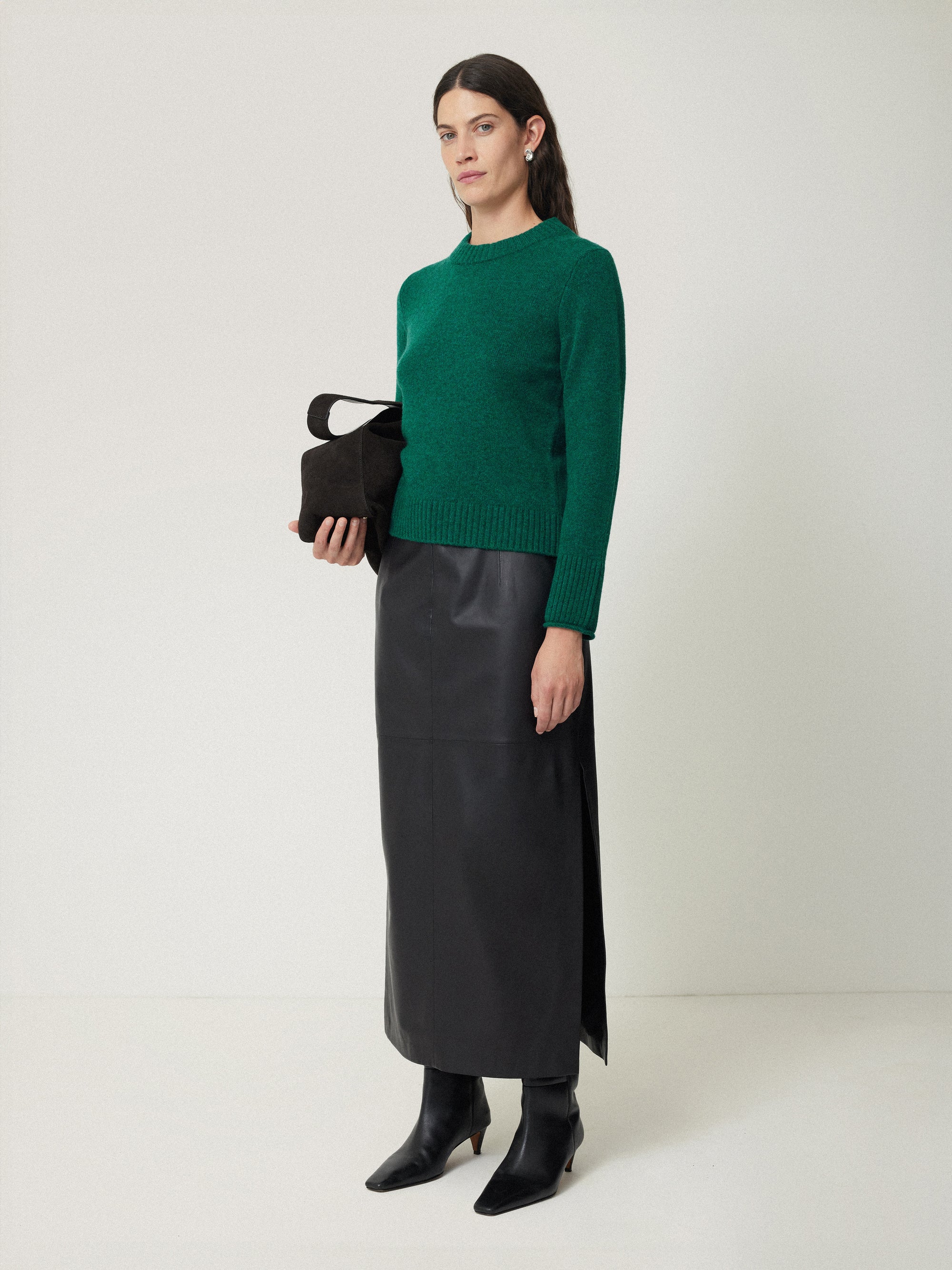 Compact Wool Cashmere Blend Jumper | Sherwood Green – Jigsaw