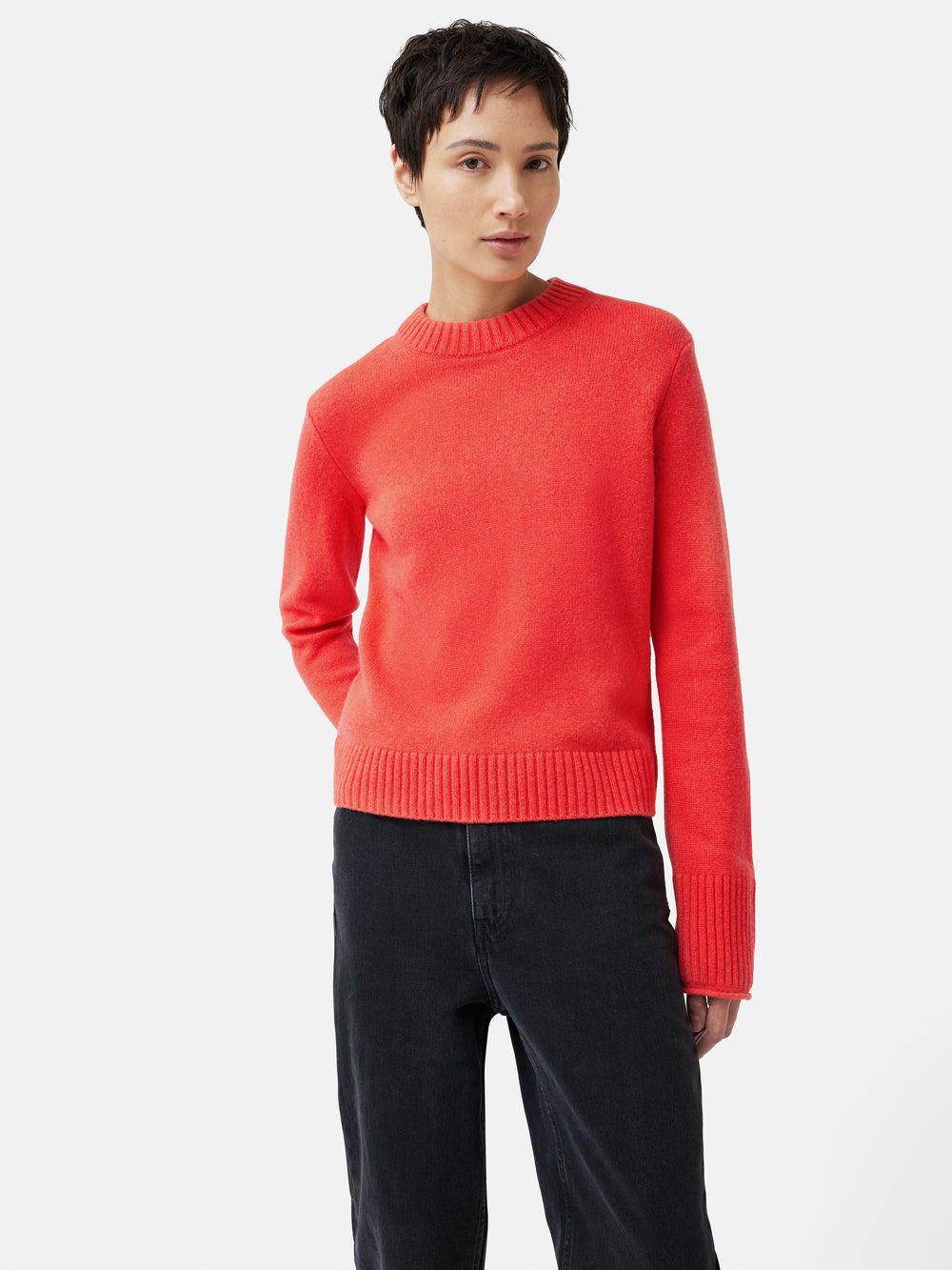 Compact Wool Cashmere Blend Jumper | Coral – Jigsaw