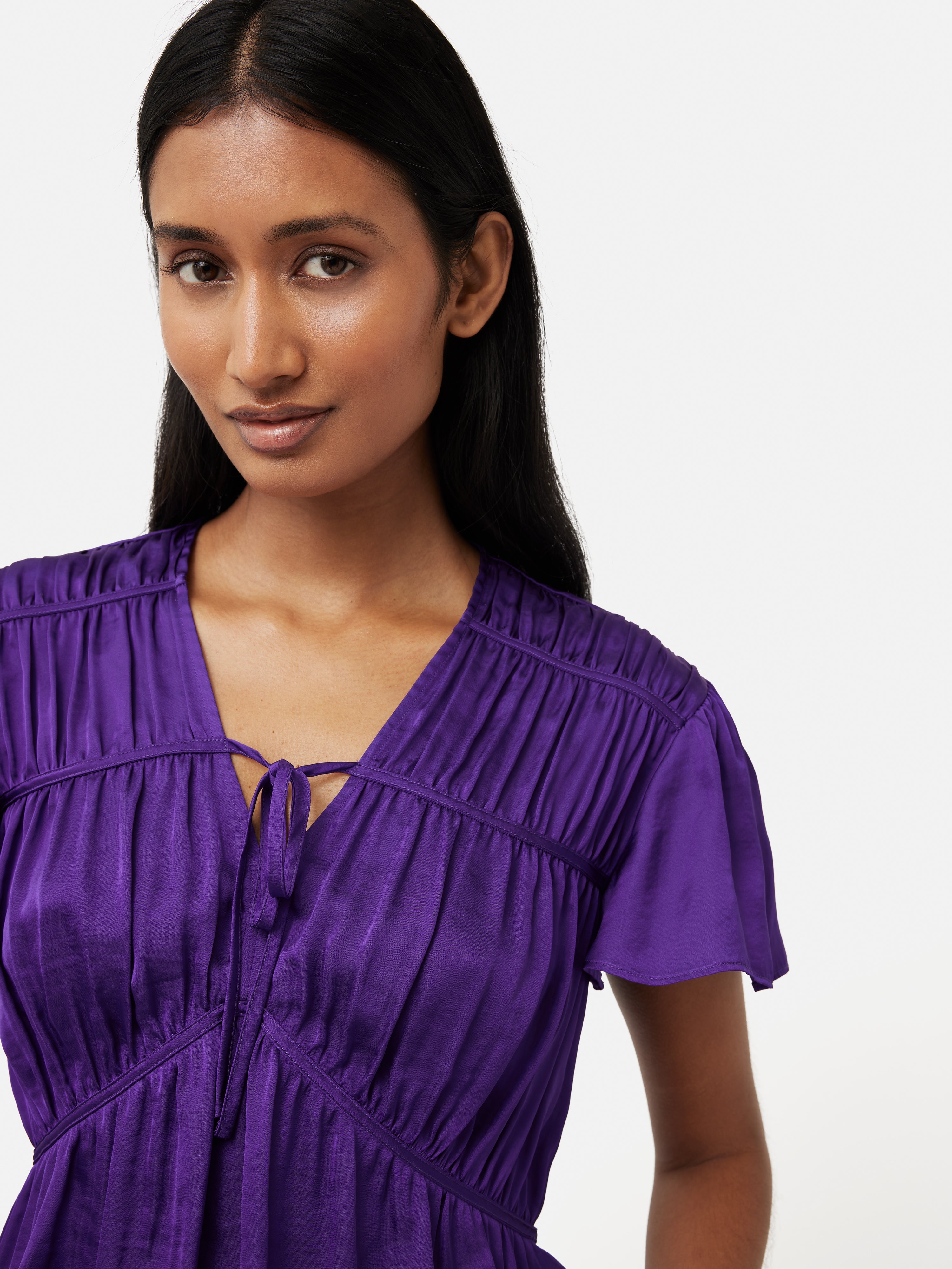 Recycled Satin Drape Top | Purple – Jigsaw