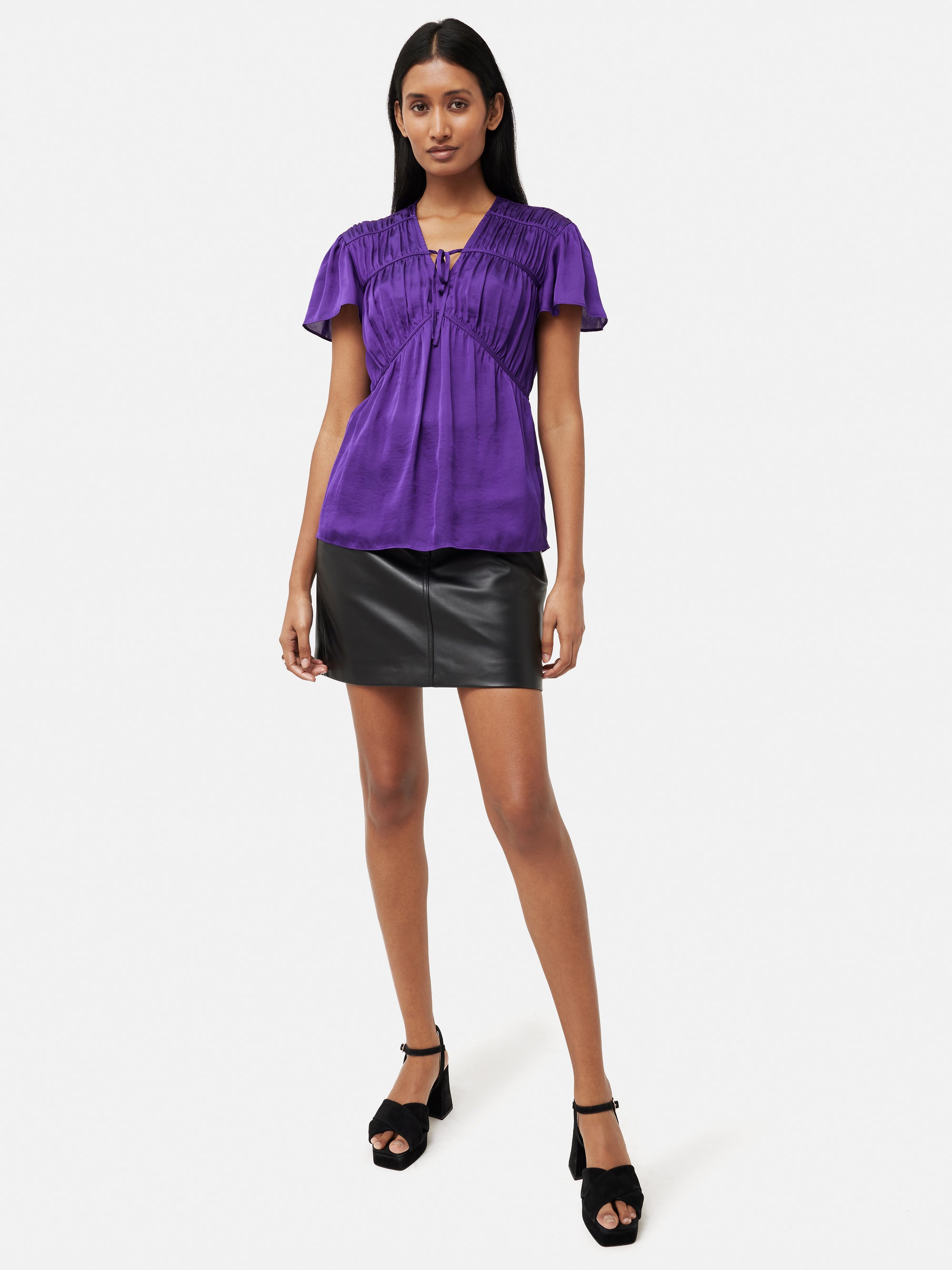 Recycled Satin Drape Top | Purple – Jigsaw