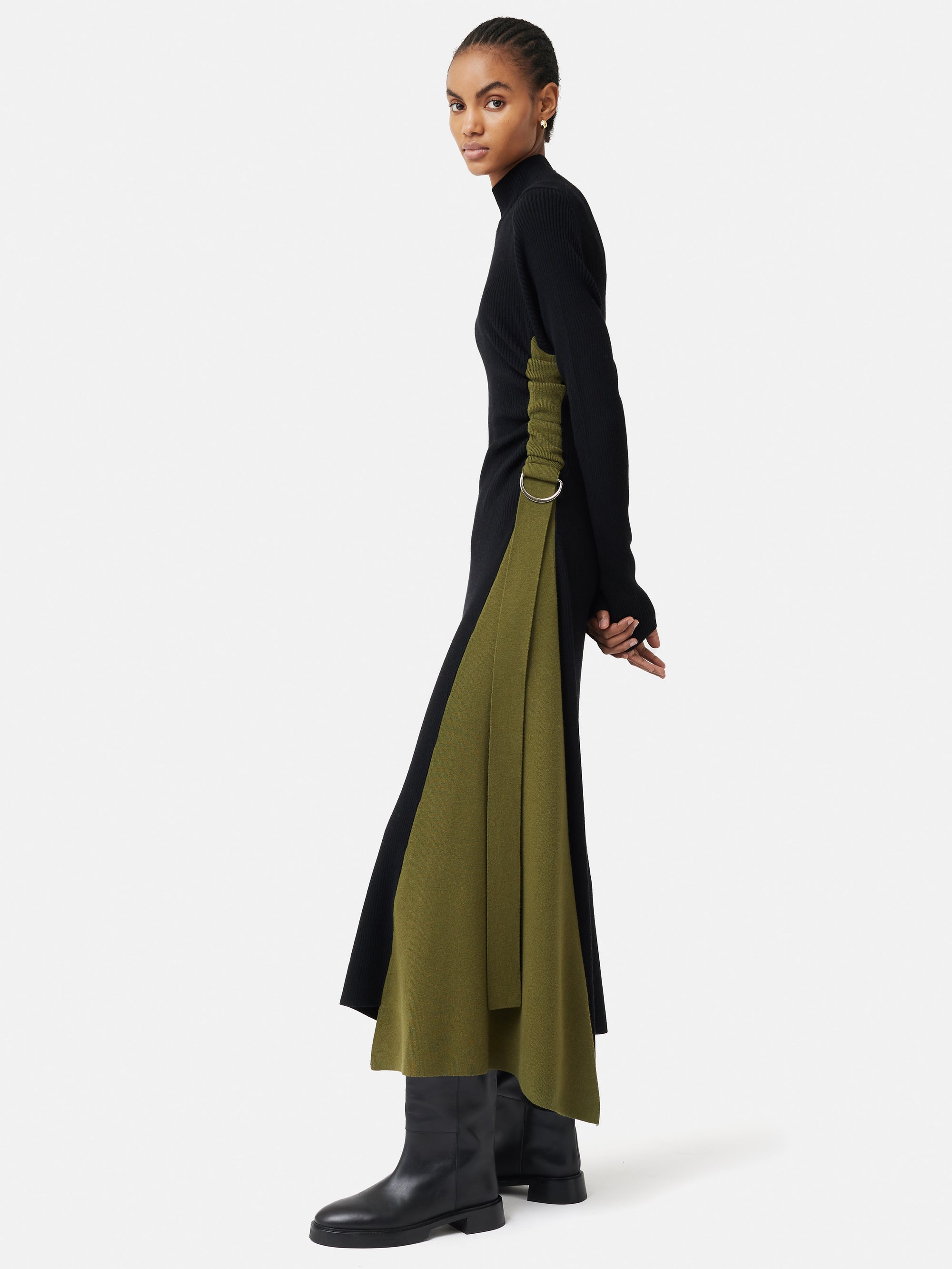 D Ring Knitted Dress | Black – Jigsaw