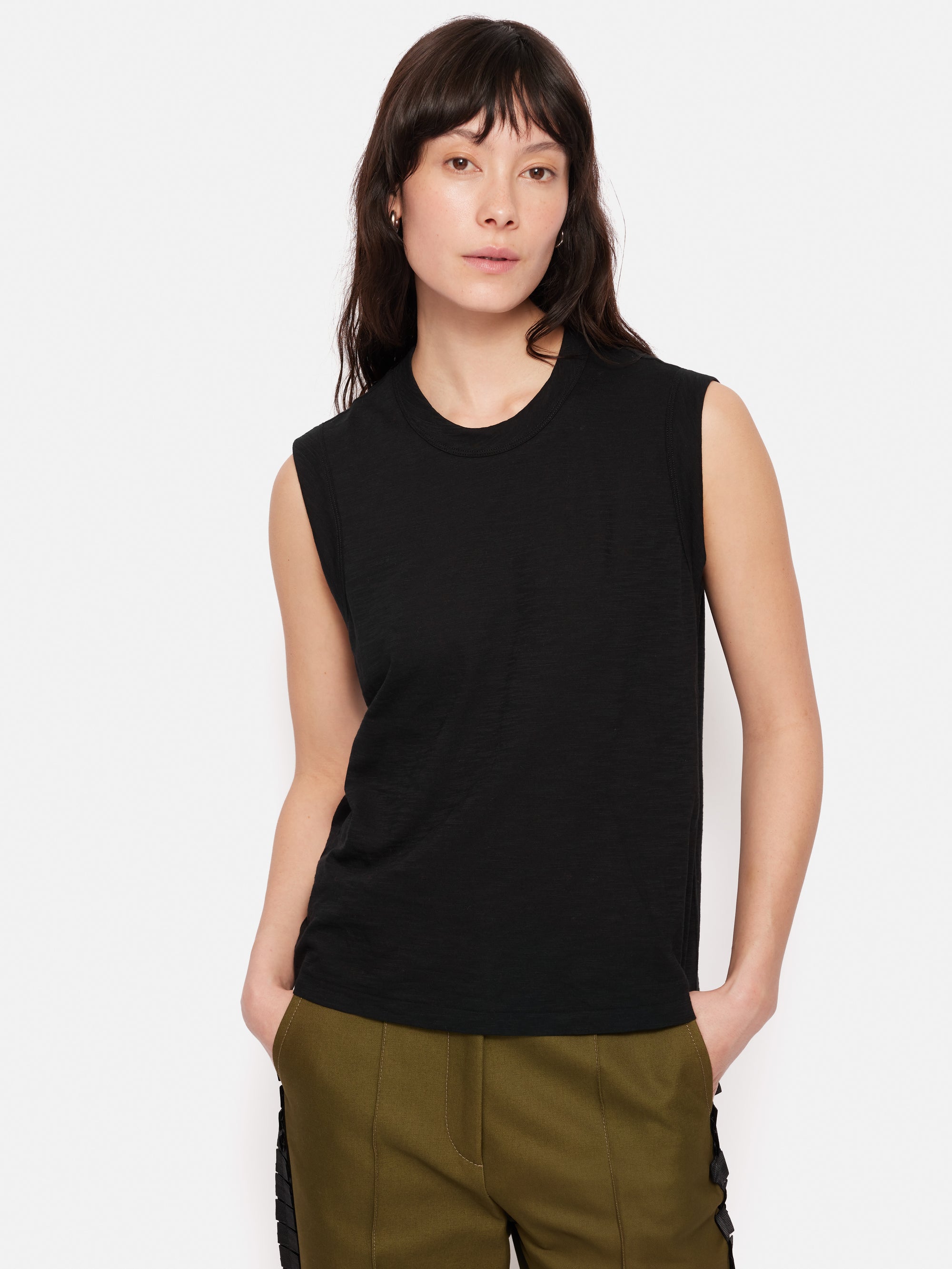 Cotton Slub Tank Top | Black – Jigsaw