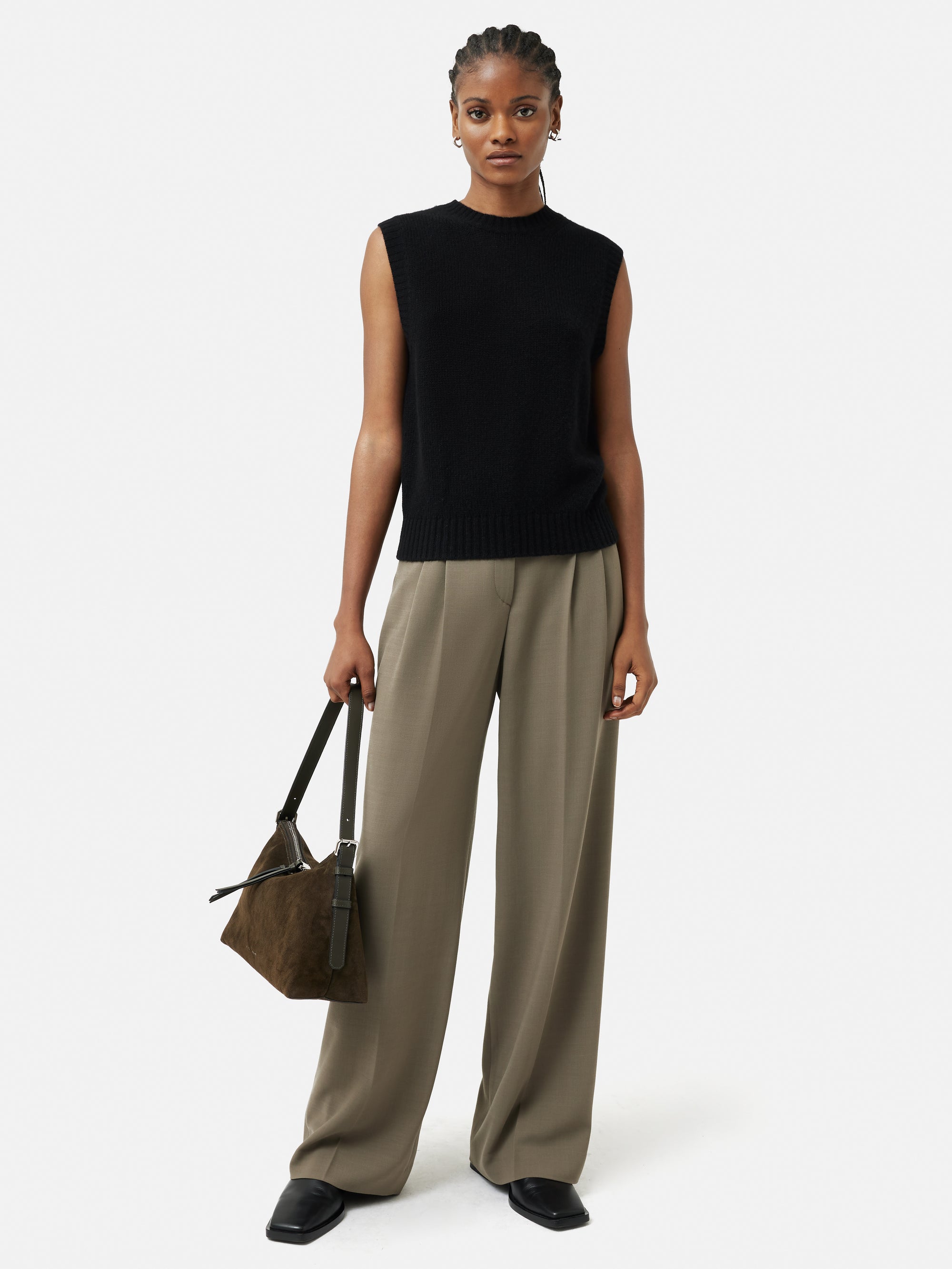 Cashmere Crew Neck Tank | Black – Jigsaw