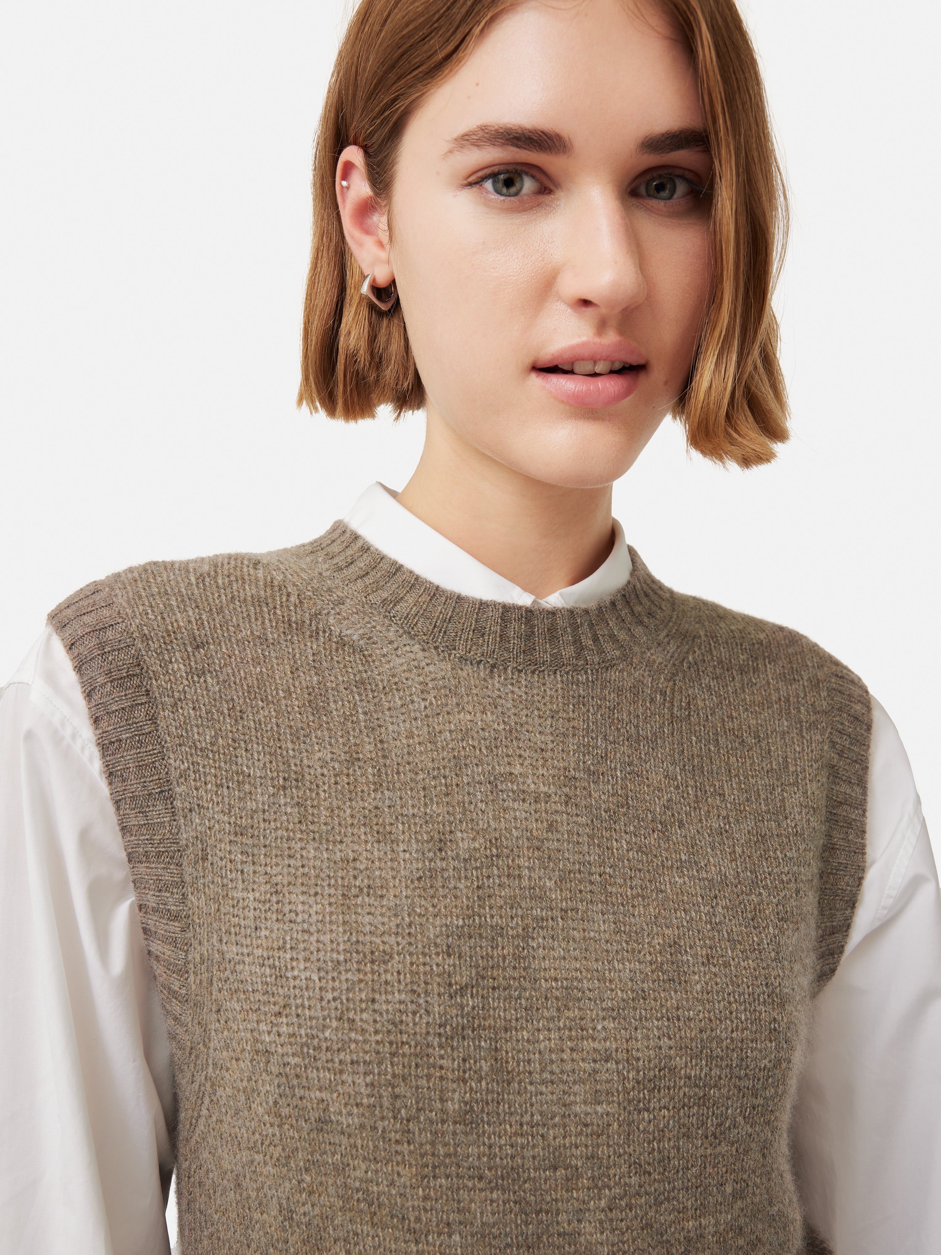 Cashmere Crew Neck Tank | Brown – Jigsaw