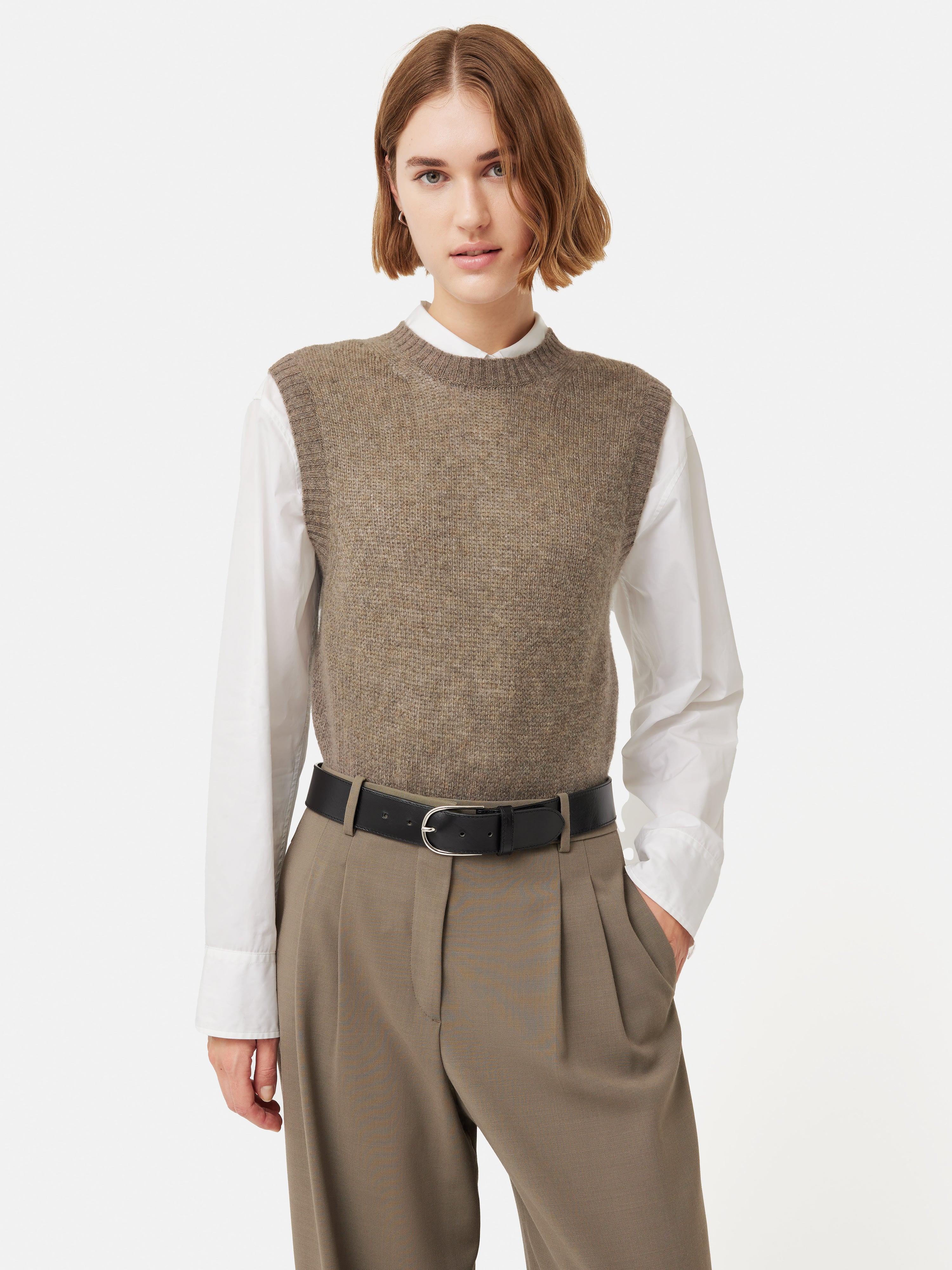 Cashmere Crew Neck Tank | Brown – Jigsaw
