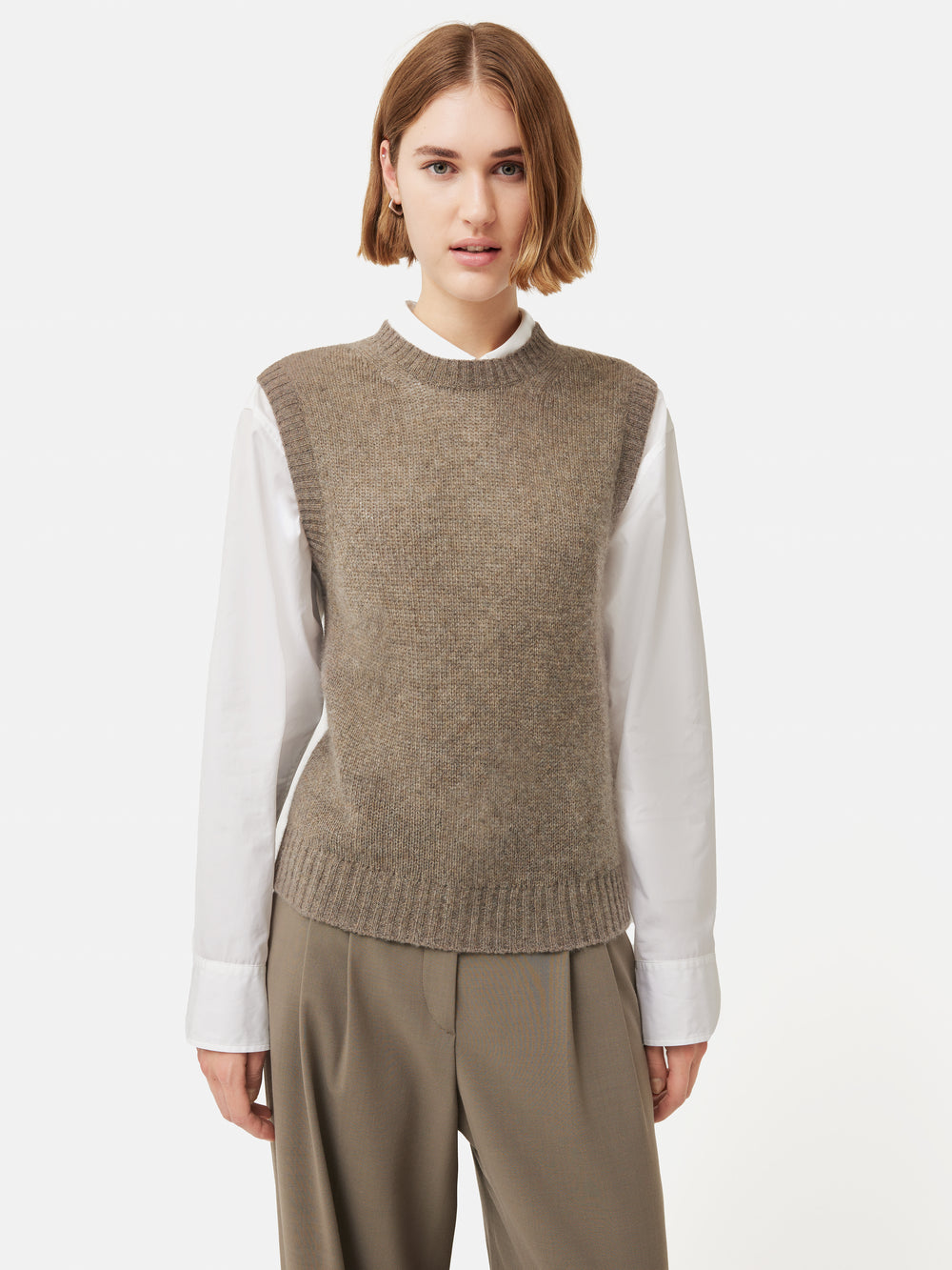 Cashmere Crew Neck Tank | Brown – Jigsaw