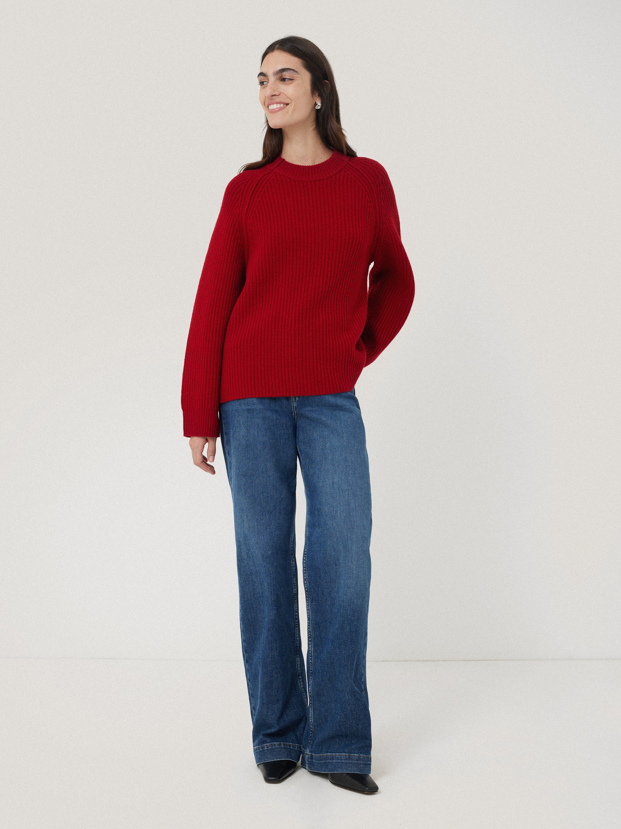 Fishermans Rib Crew Jumper | Red – Jigsaw