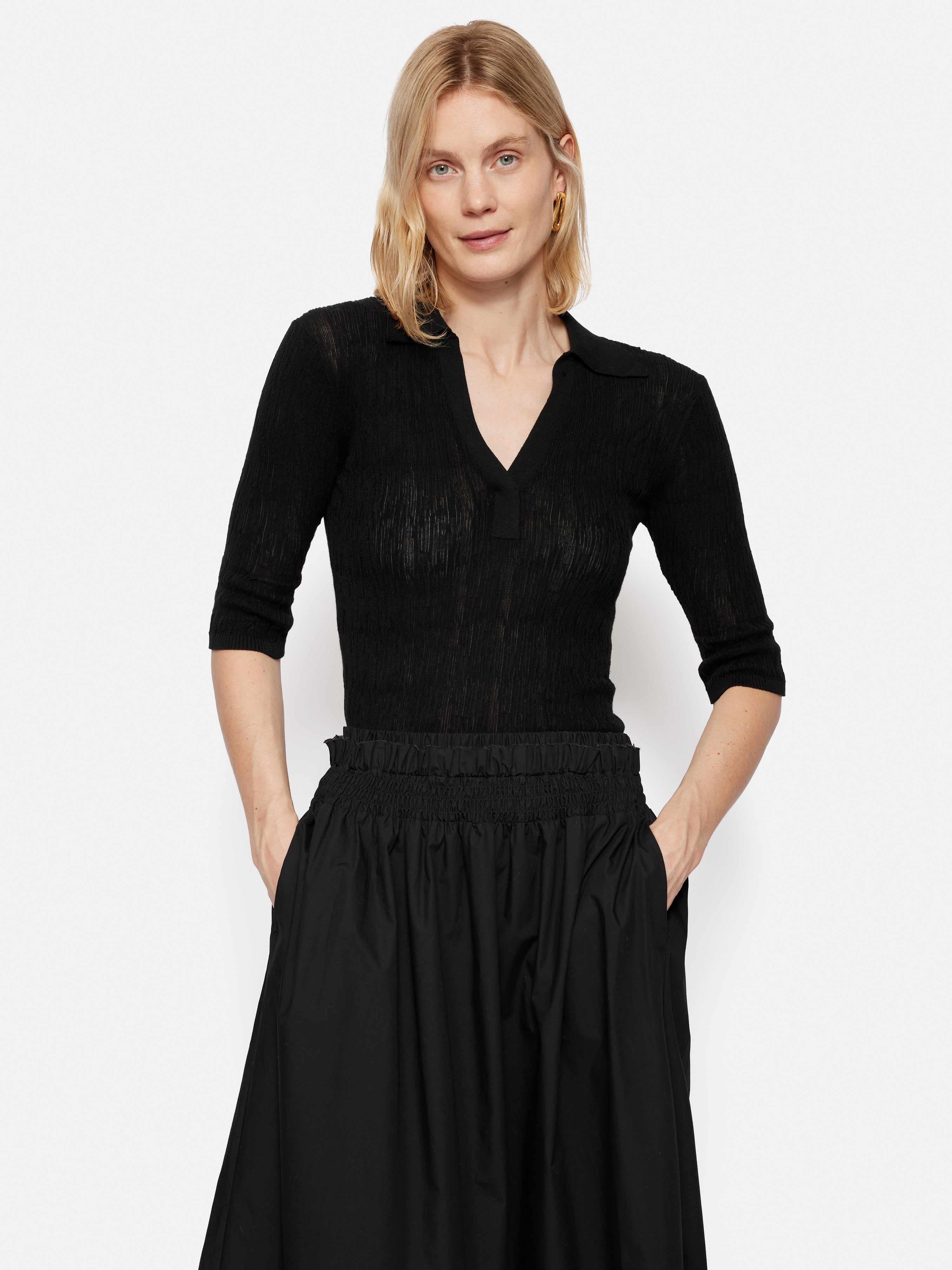 Collar Knitted Top | Black – Jigsaw