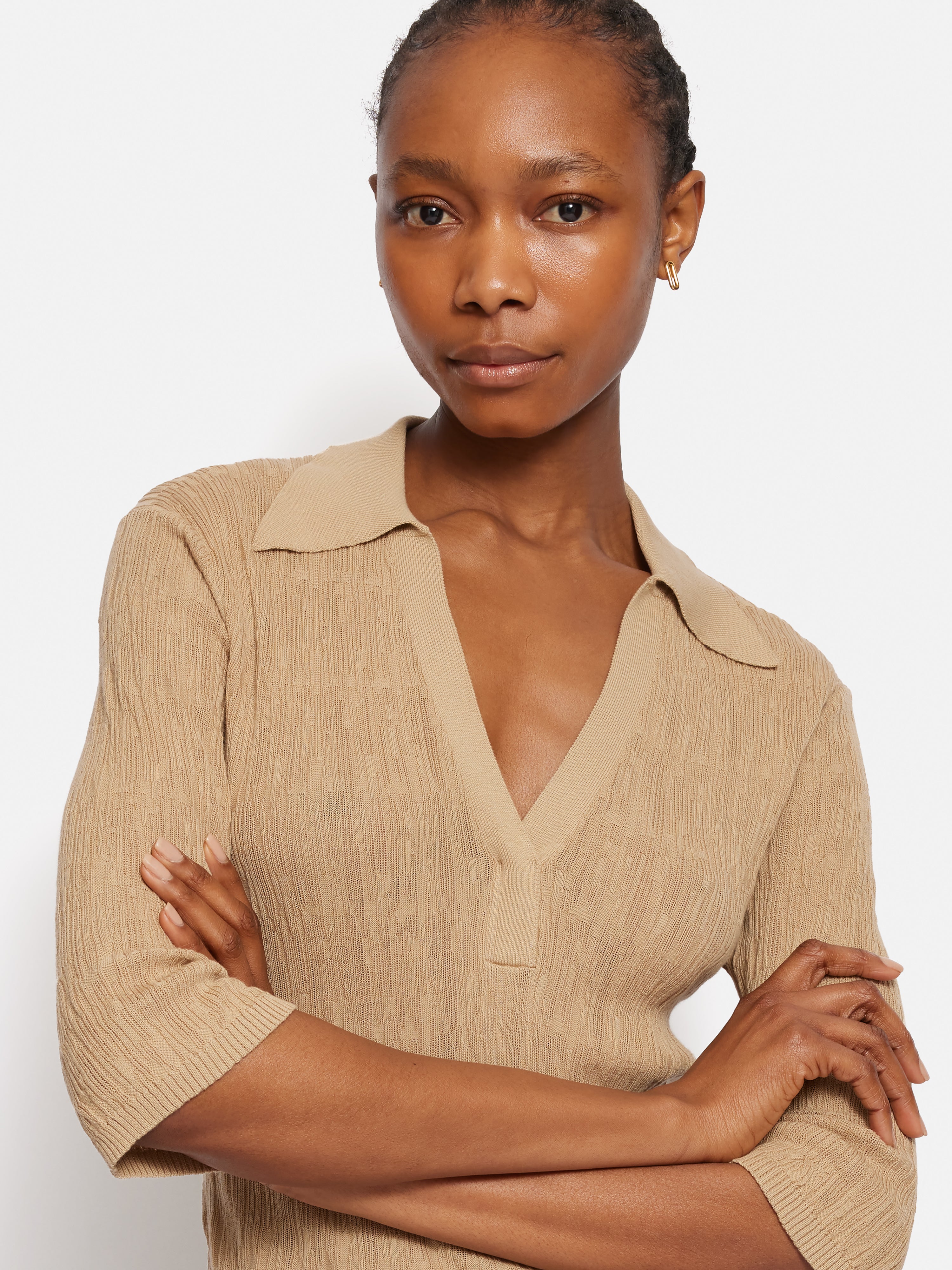 Collar Knitted Top | Stone – Jigsaw