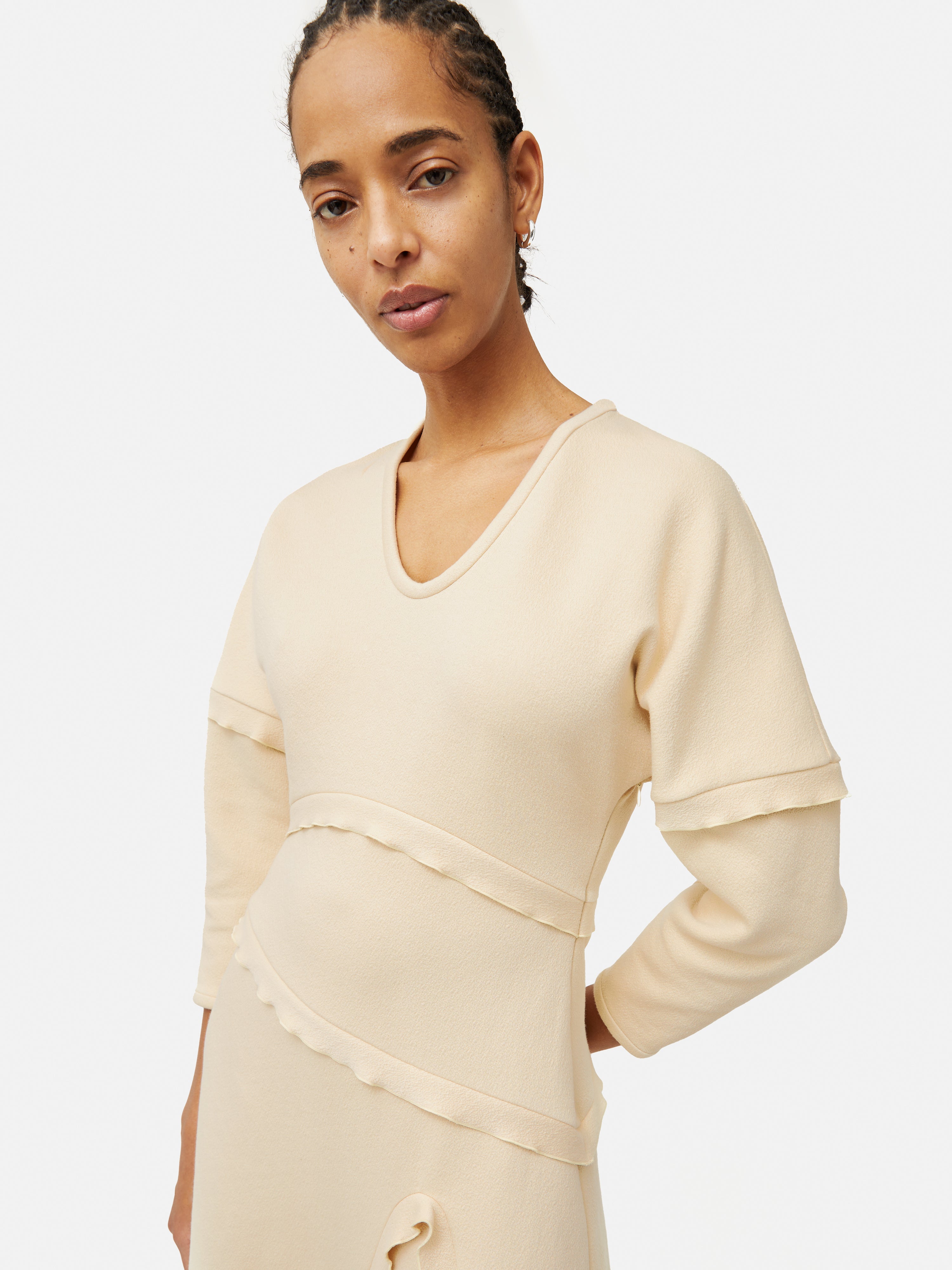 Crepe Scoop Neck Dress | Cream – Jigsaw