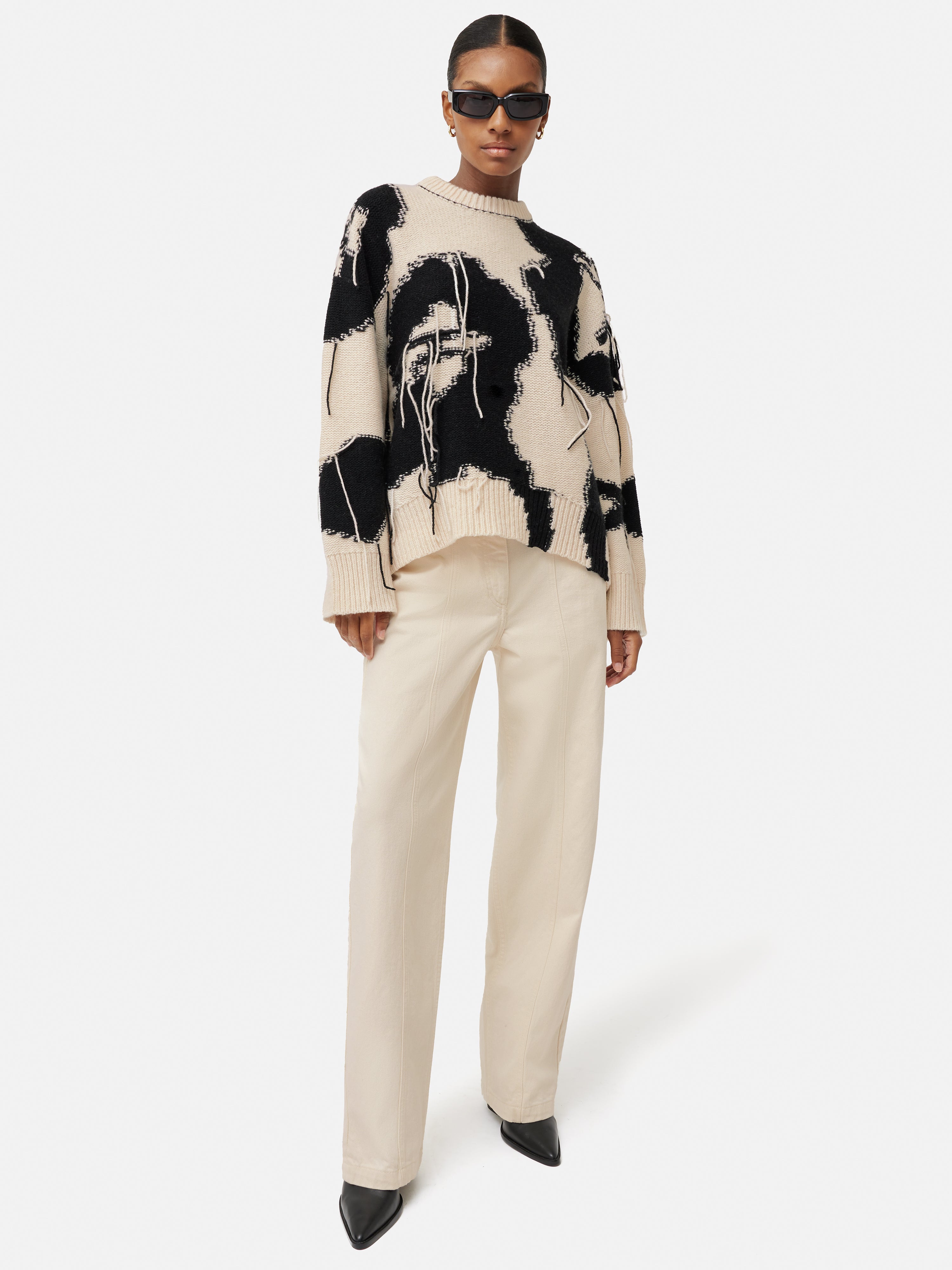 Floral Intarsia Jumper | Monochrome – Jigsaw