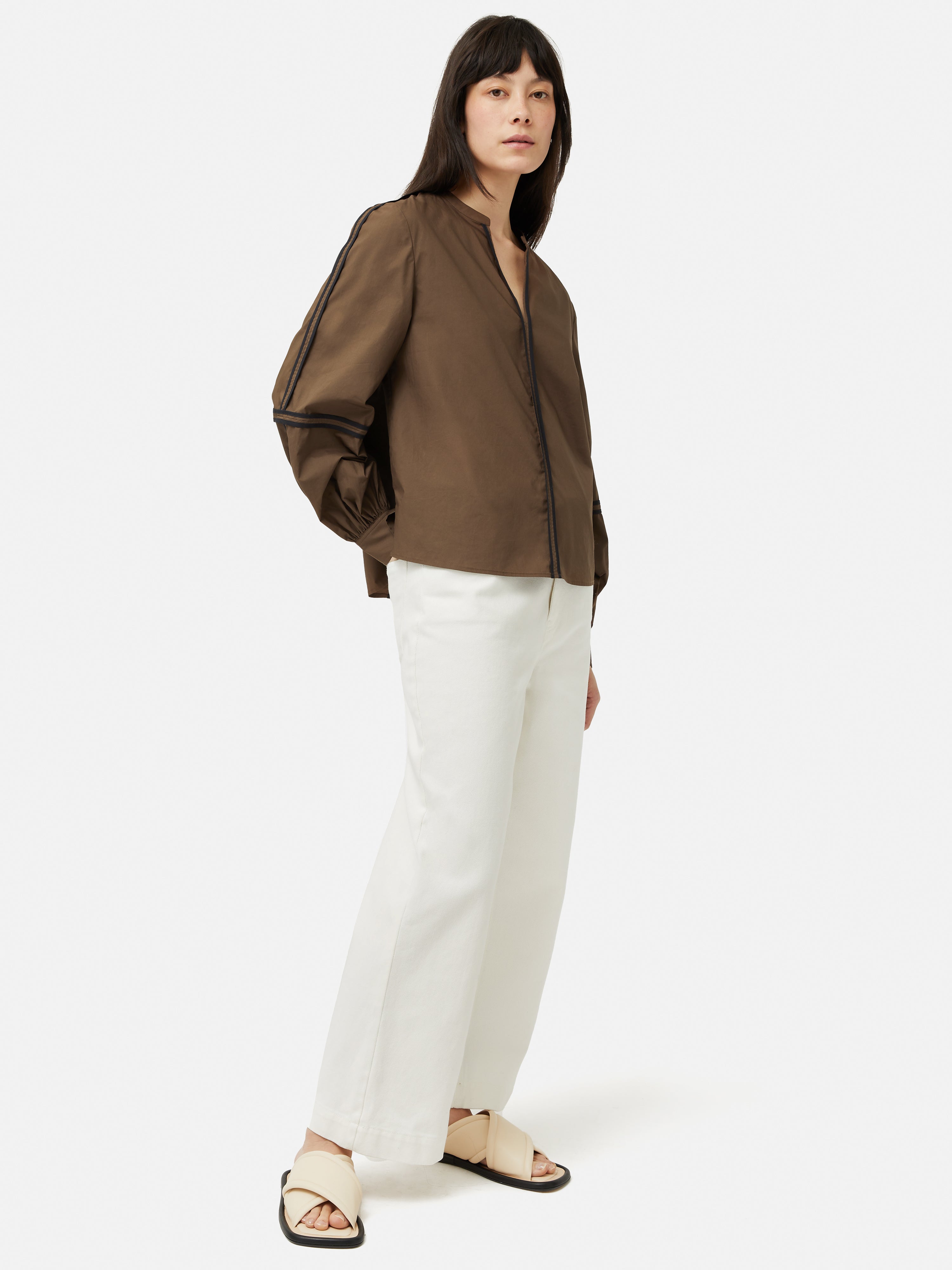 Contrast Tape Detail Top | Brown – Jigsaw
