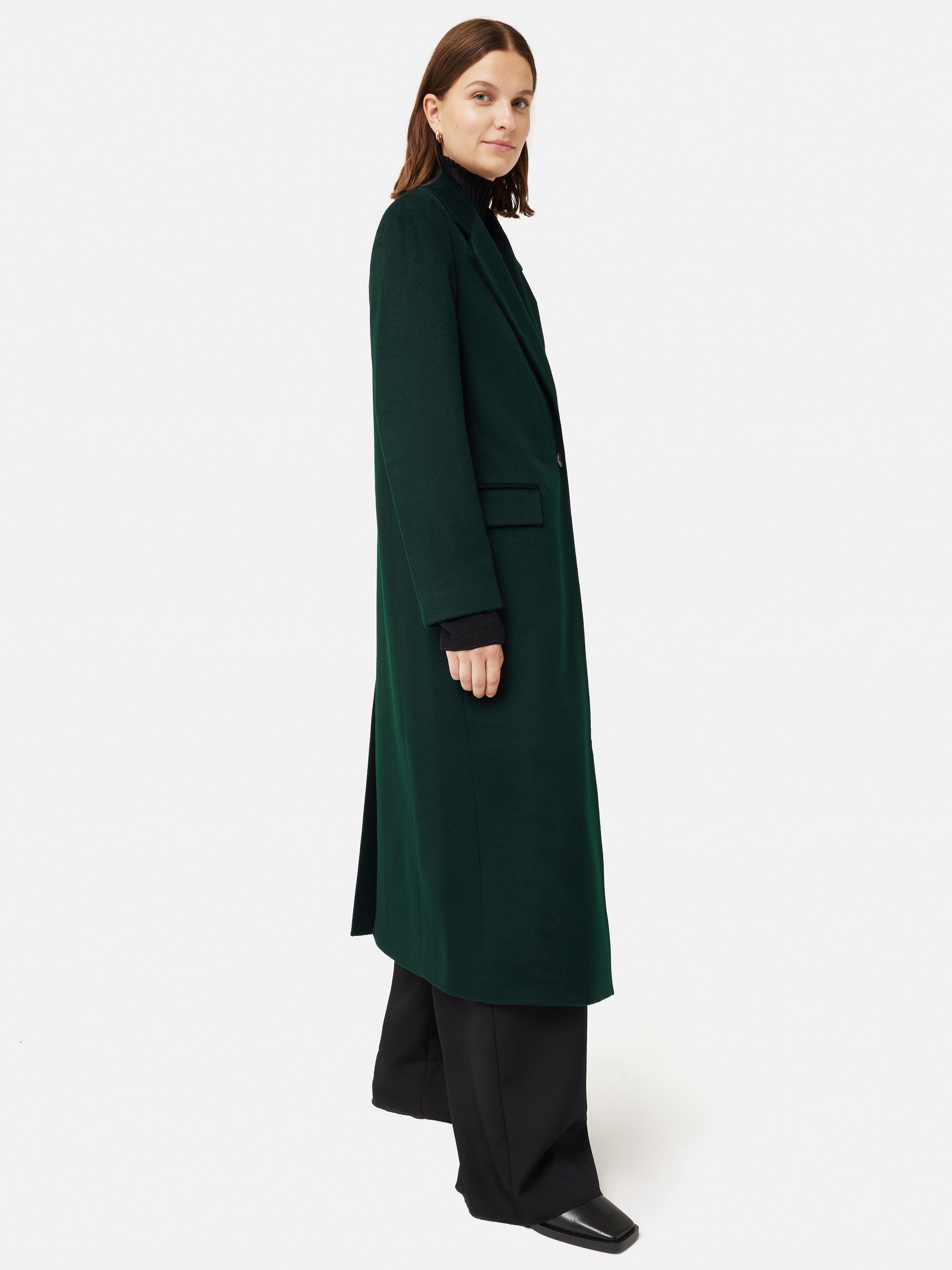 Wool Maxi City Coat | Green – Jigsaw