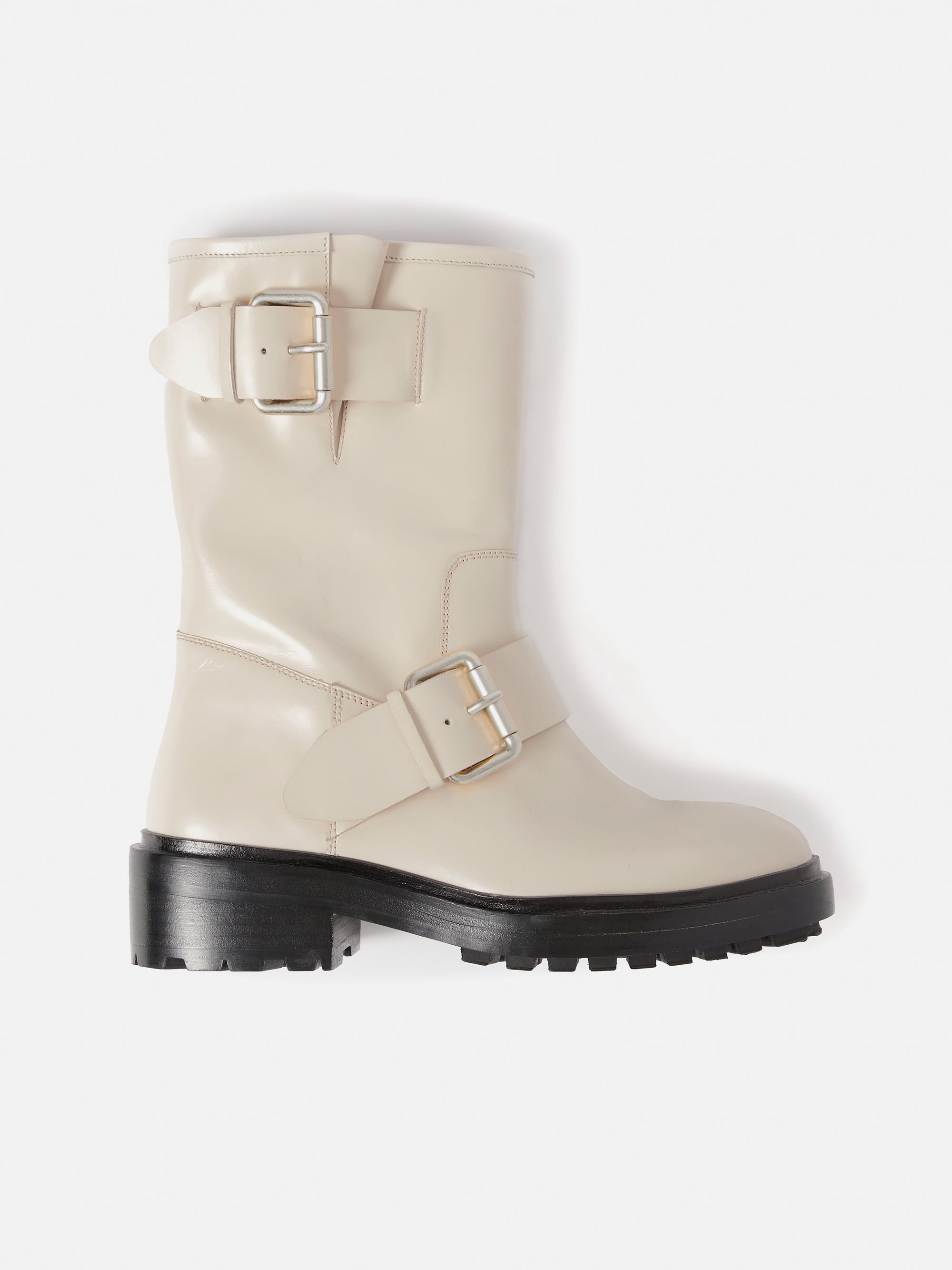 Box Leather Biker Boot | Cream – Jigsaw