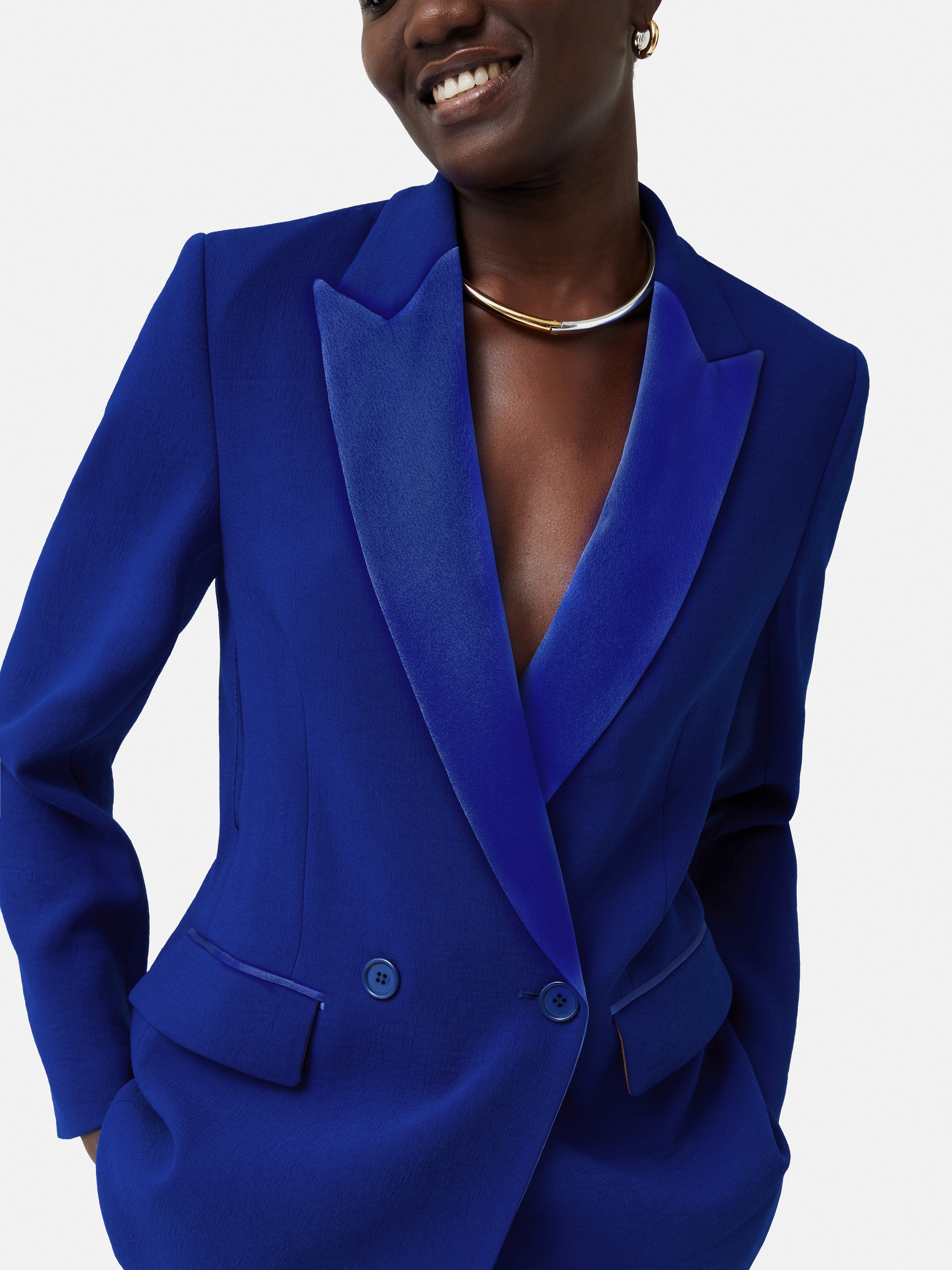 Belted Tuxedo Jacket | Blue – Jigsaw