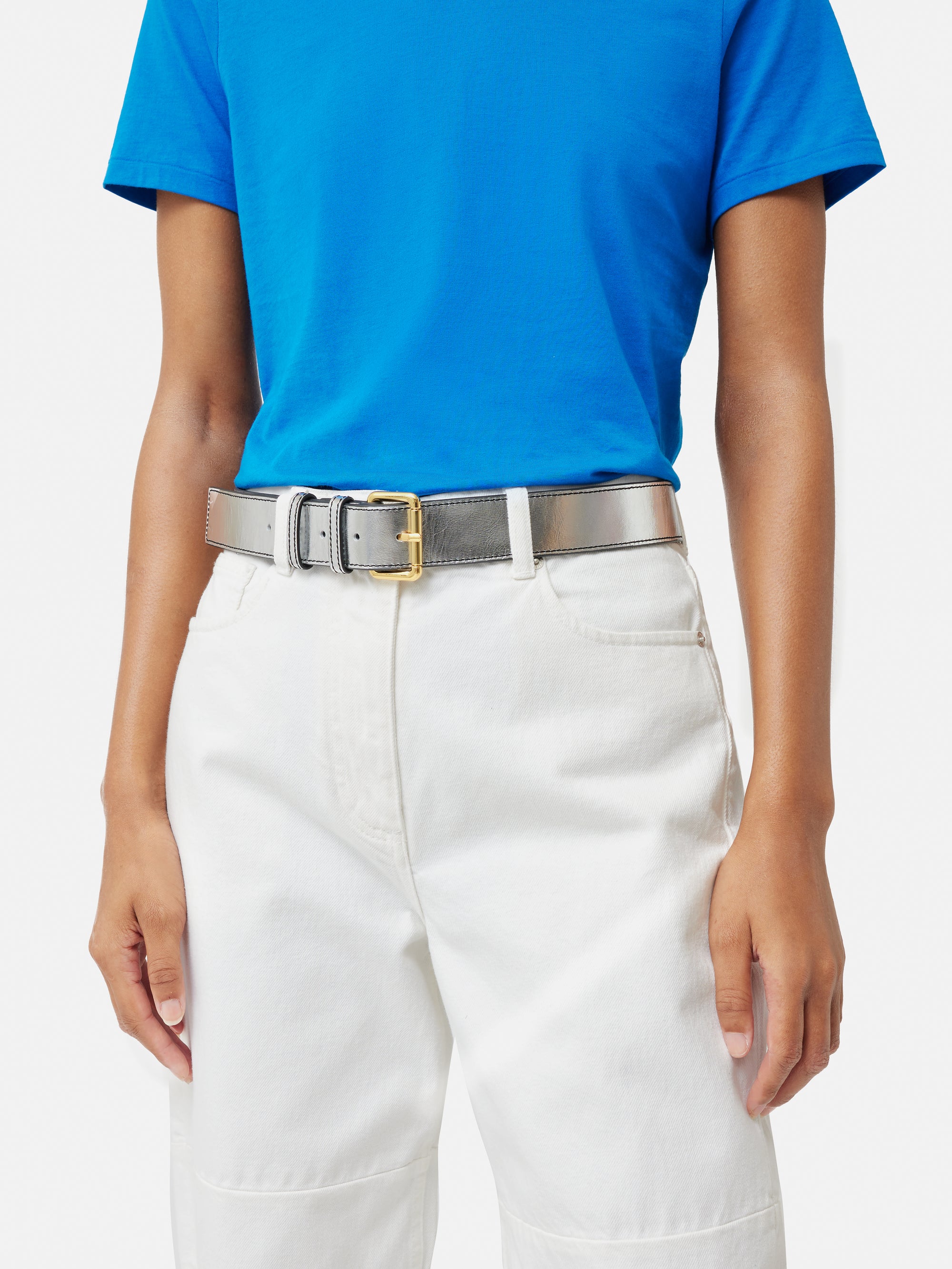 Metallic Leather Belt | Silver – Jigsaw