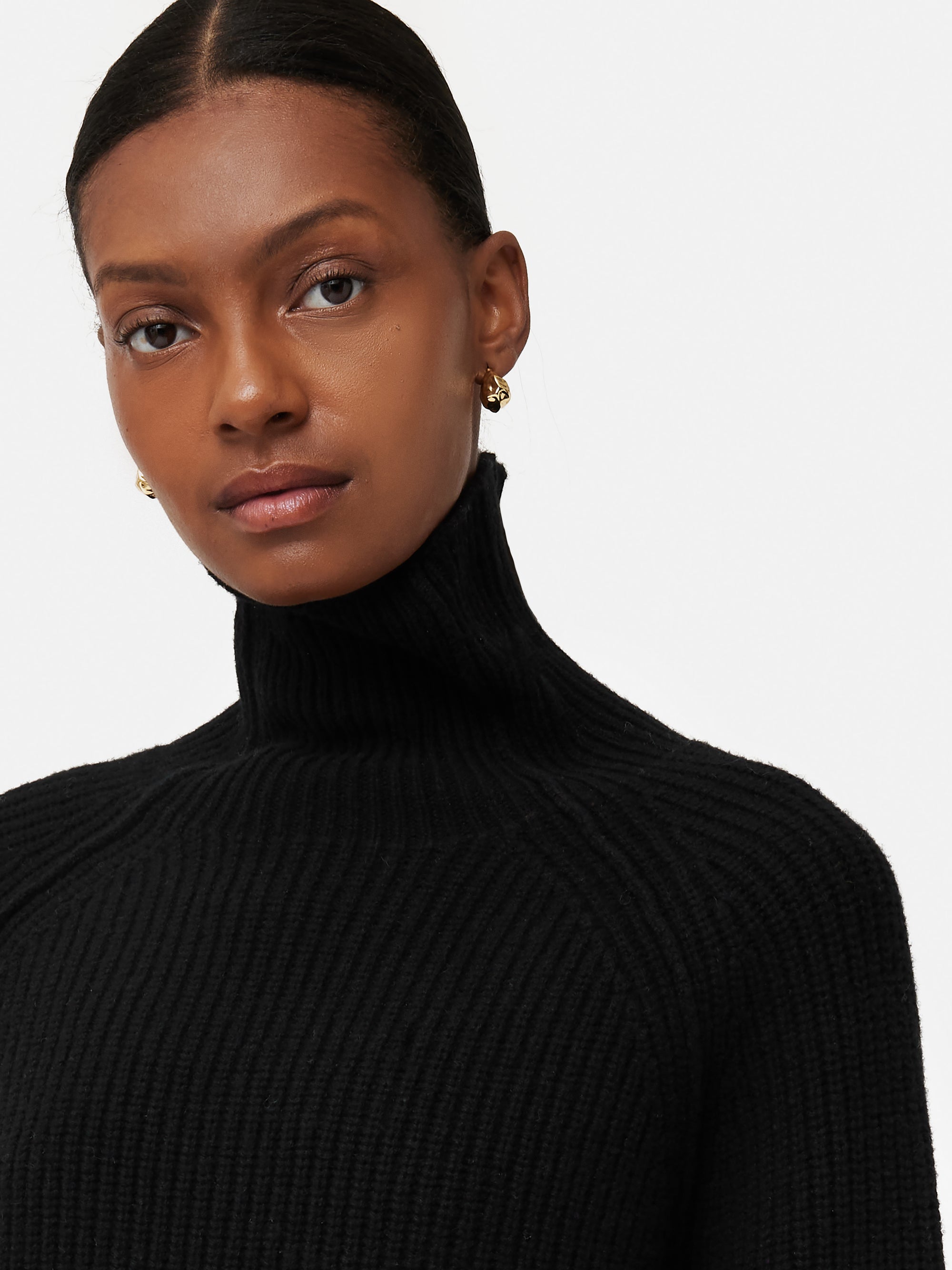 Merino Fishermans Rib Jumper | Black – Jigsaw