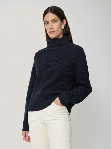 Merino Fishermans Rib Jumper | Navy – Jigsaw