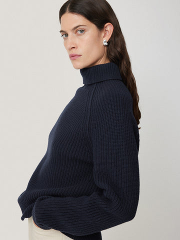 Merino Fishermans Rib Jumper | Navy – Jigsaw