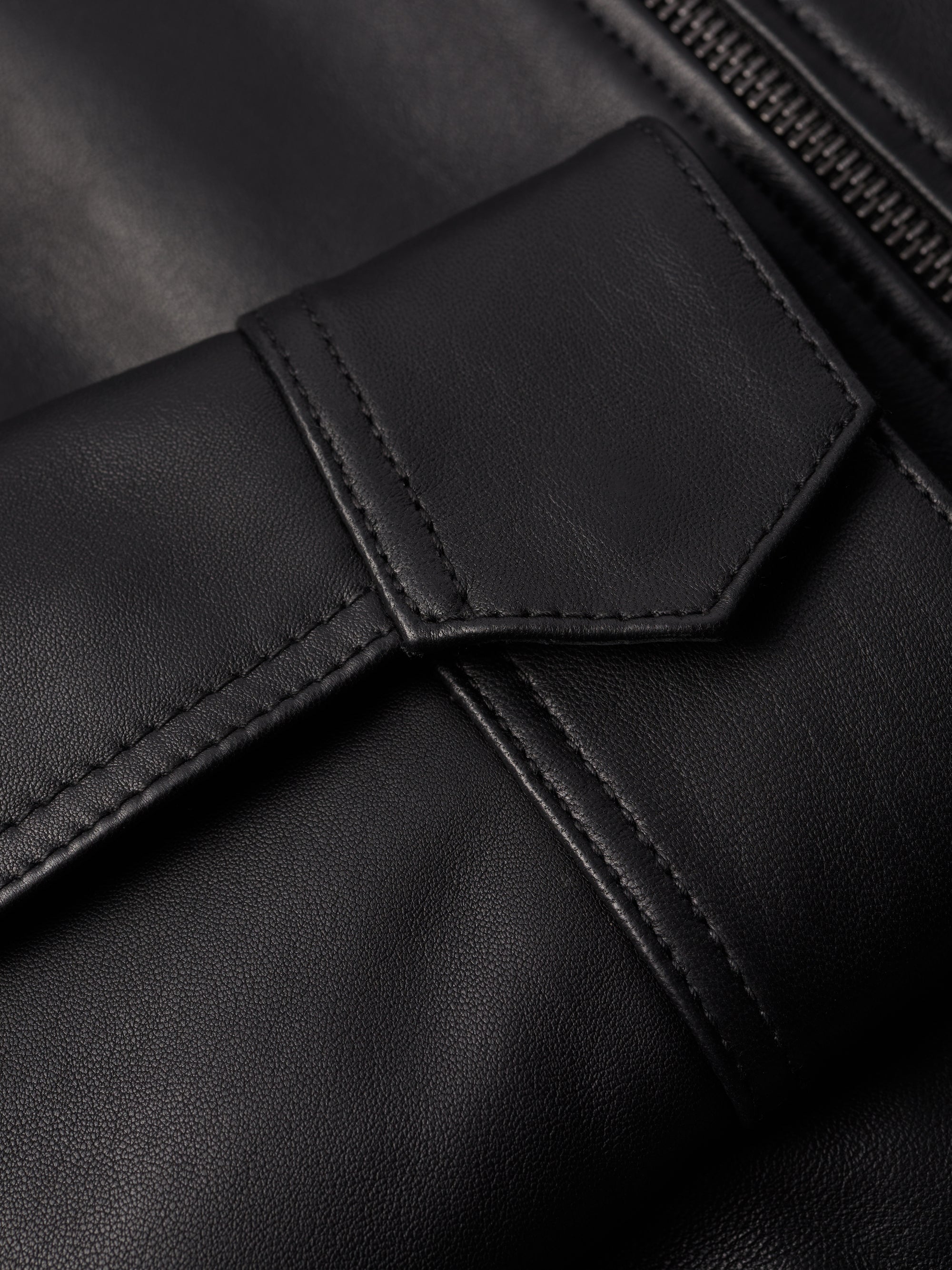 Zip Front Leather Biker Jacket | Black – Jigsaw