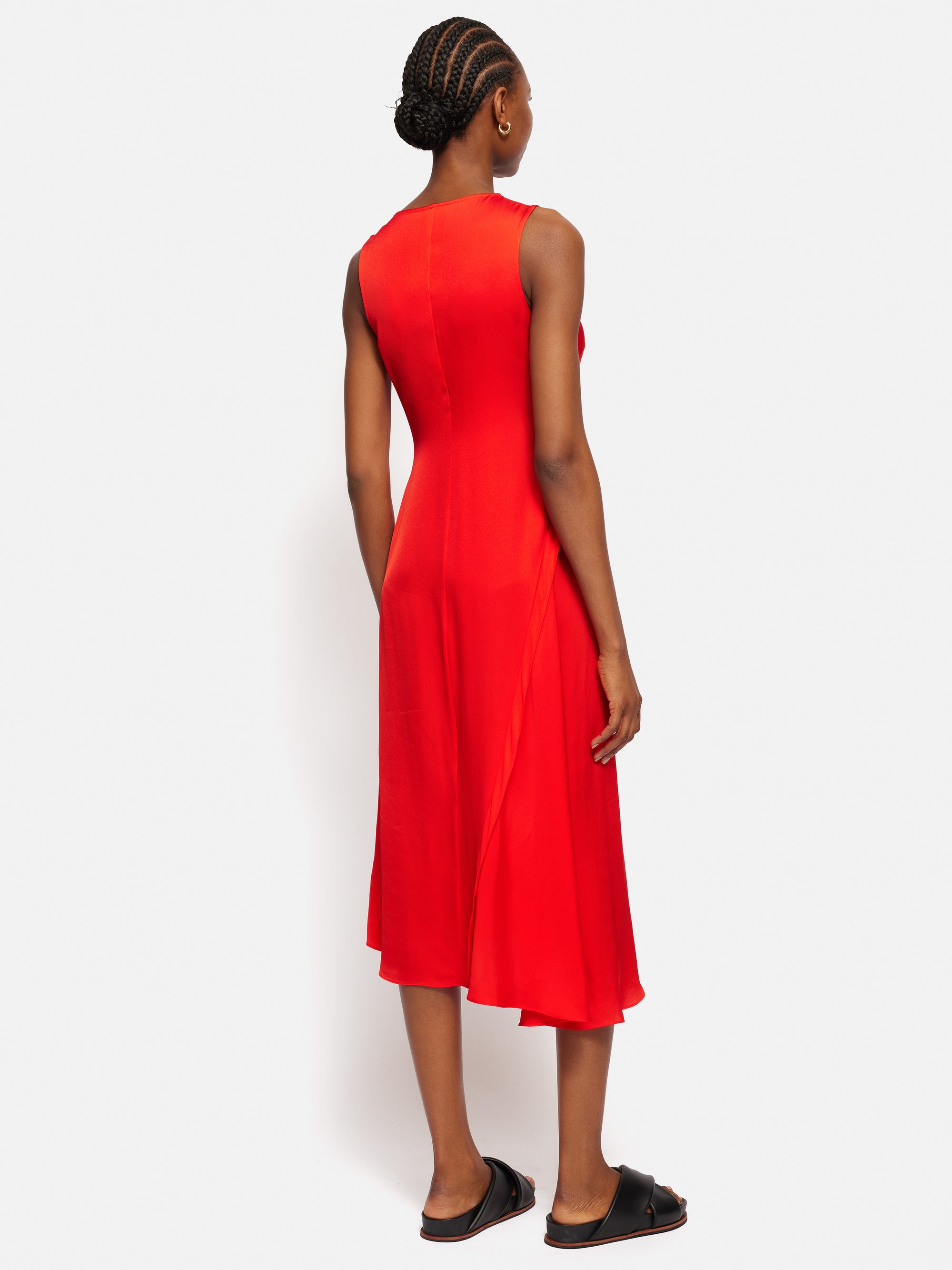 Sleeveless Asymmetric Dress | Red – Jigsaw
