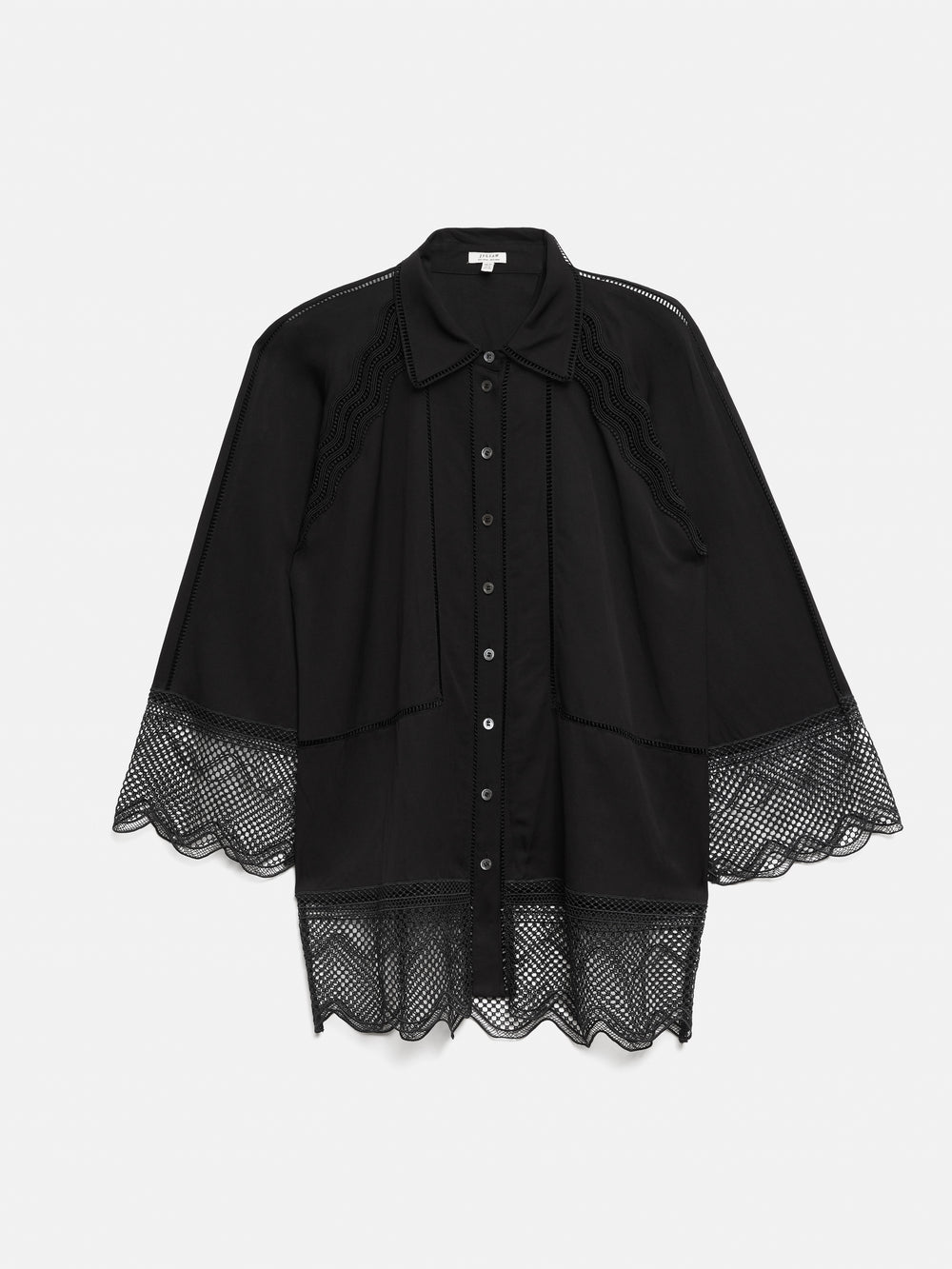 Scallop Trim Shirt | Black – Jigsaw