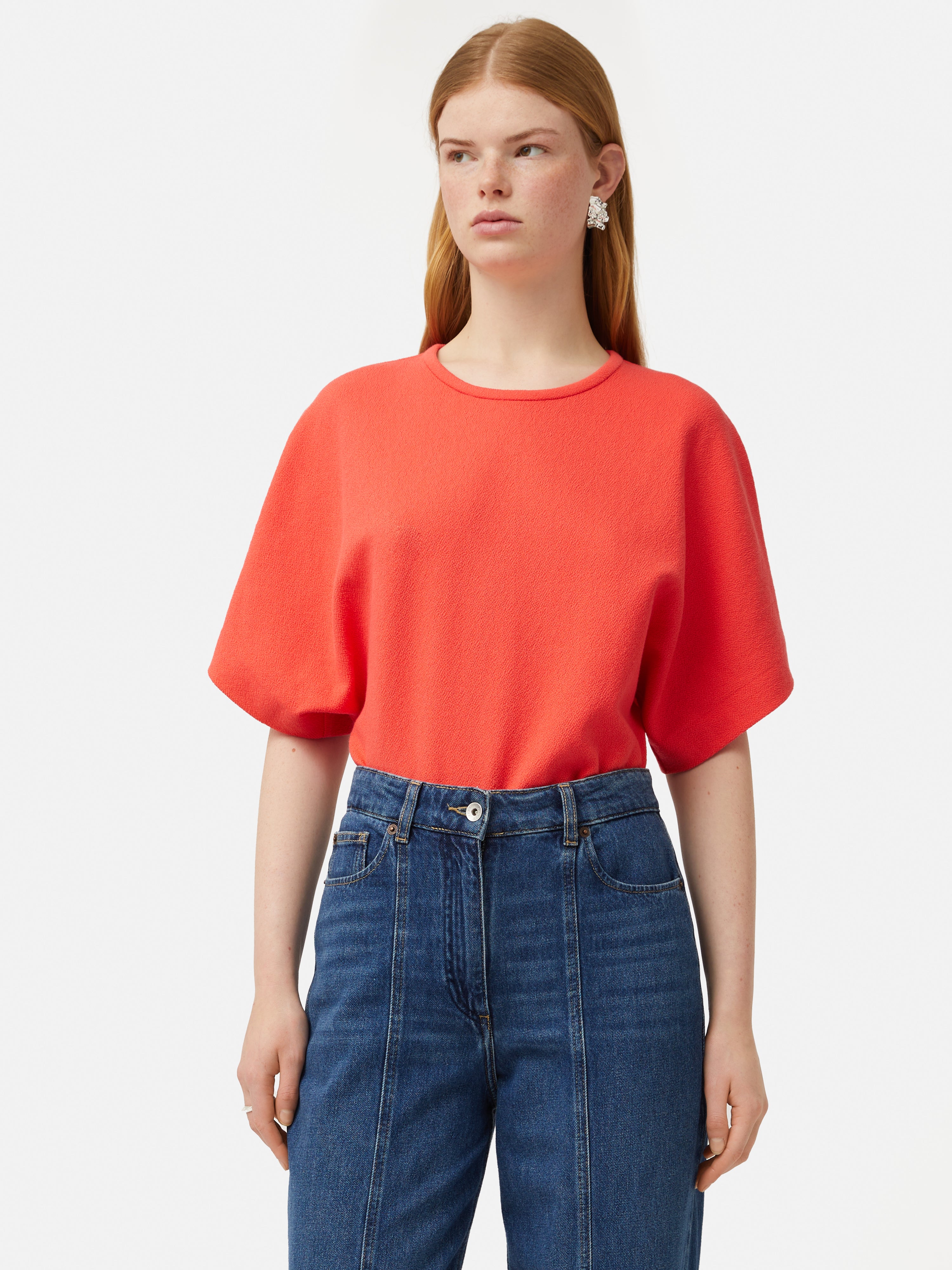 Textured Jersey Top | Coral – Jigsaw