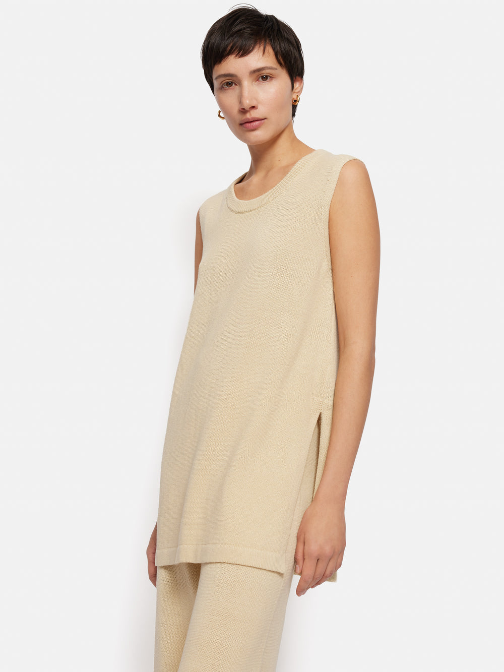 Linen Cotton Knitted Tunic | Cream – Jigsaw