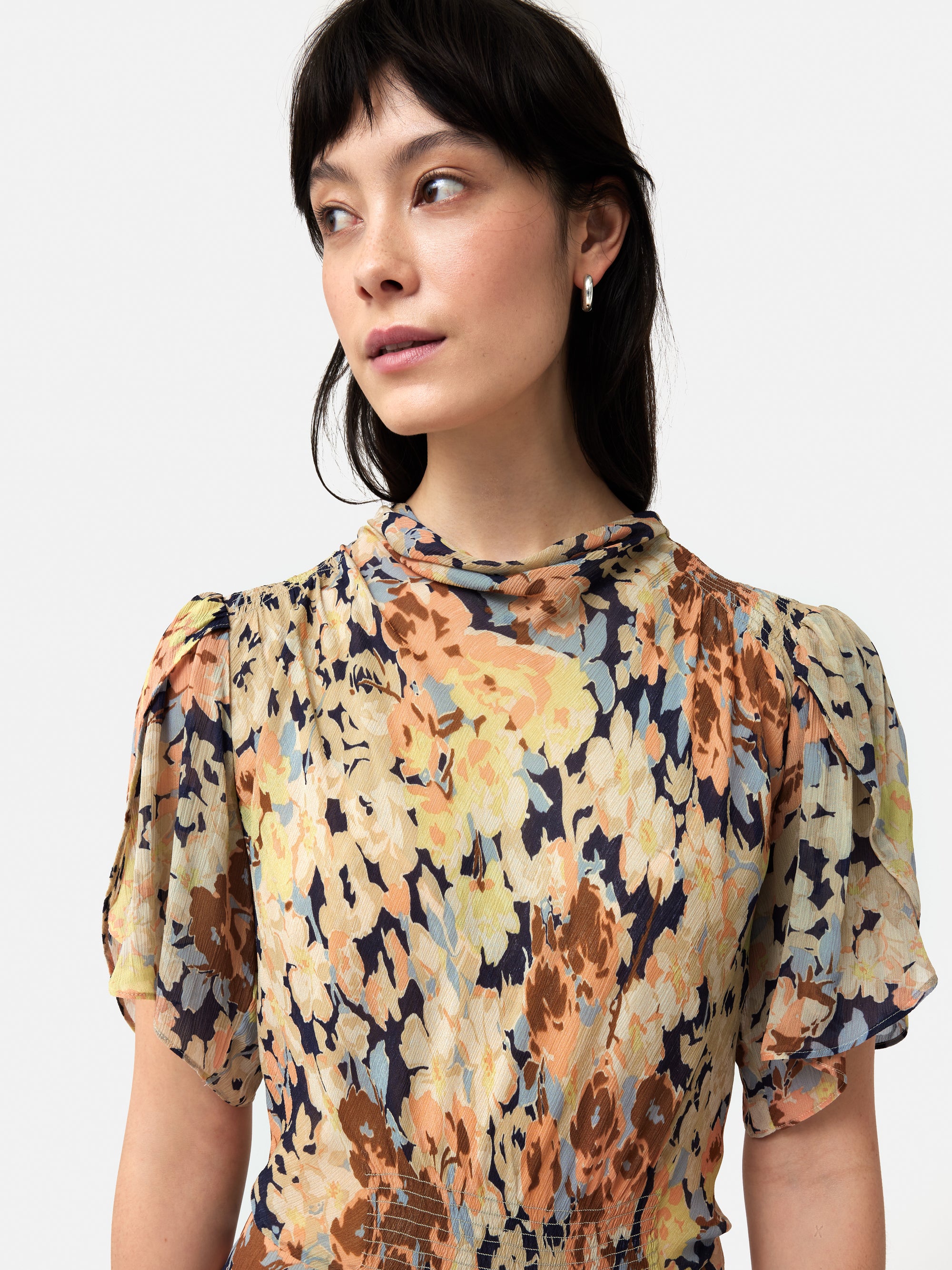Sheer Petal Crinkle Dress | Peach – Jigsaw