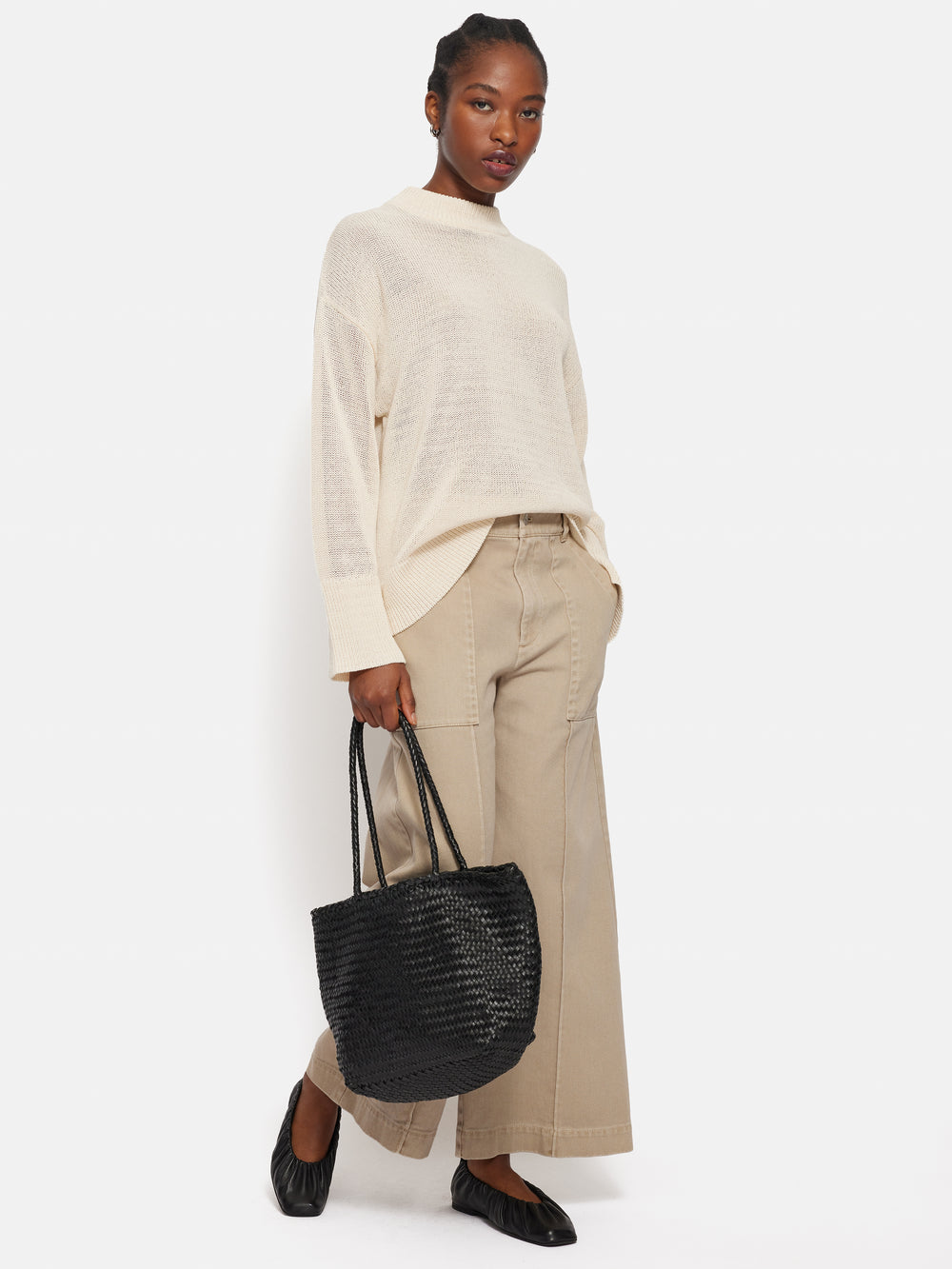 Corded Cotton Blend Jumper | Cream – Jigsaw