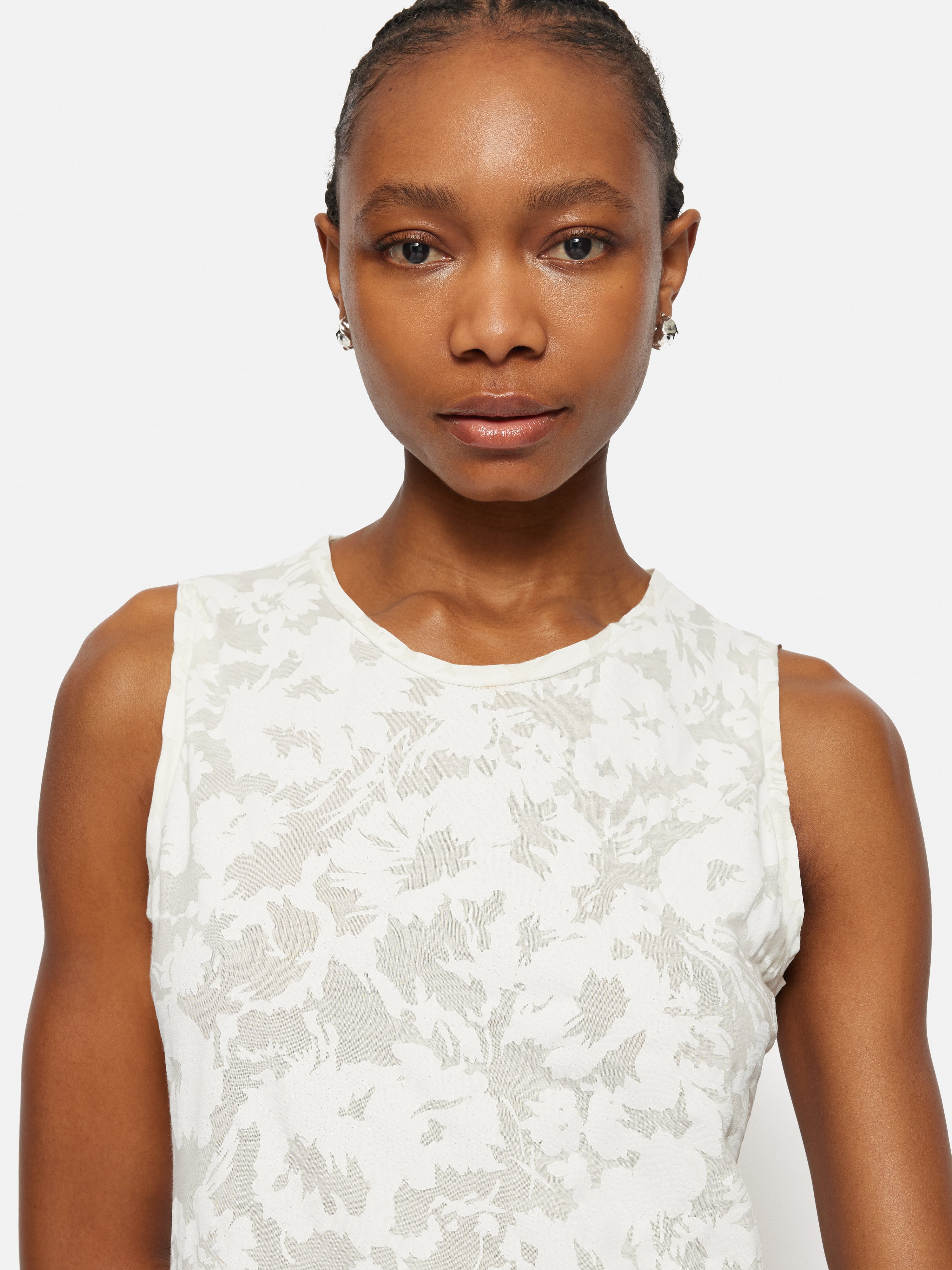 Printed Sheer Jersey Dress | White – Jigsaw
