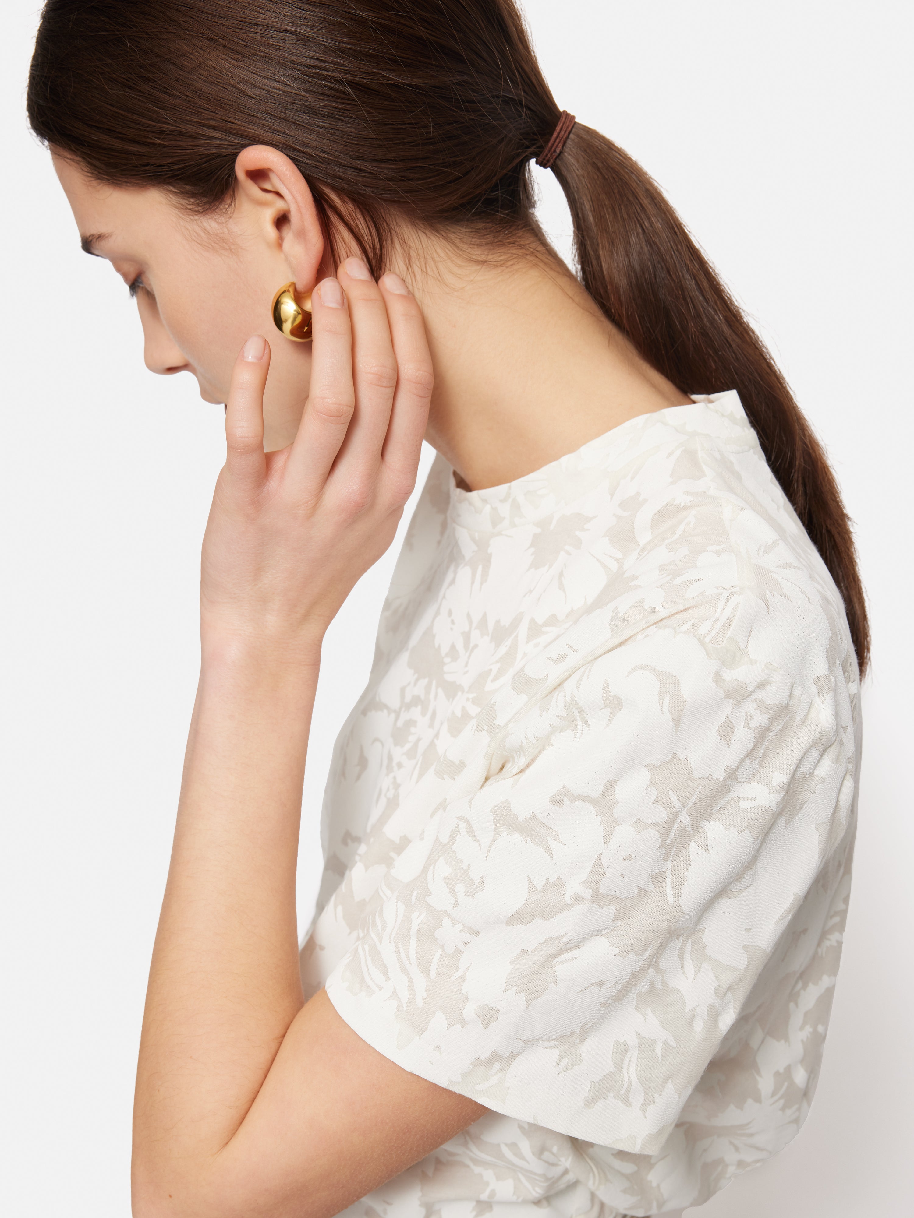 Printed Sheer Jersey Top | White – Jigsaw